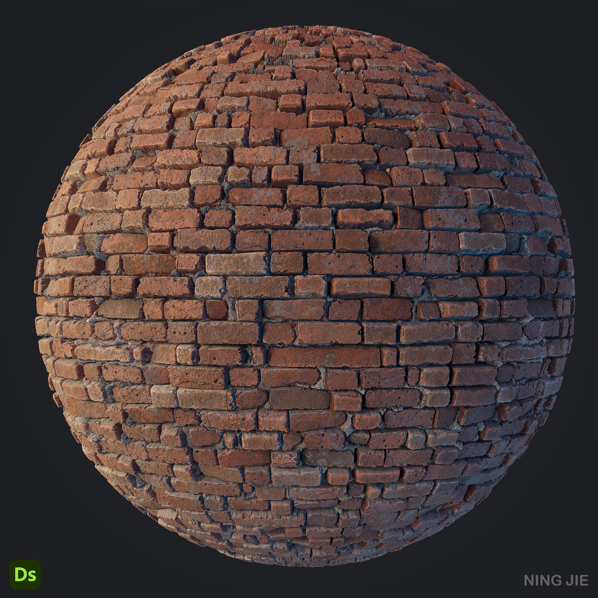 ArtStation - PBR Brick wall material practise V.02