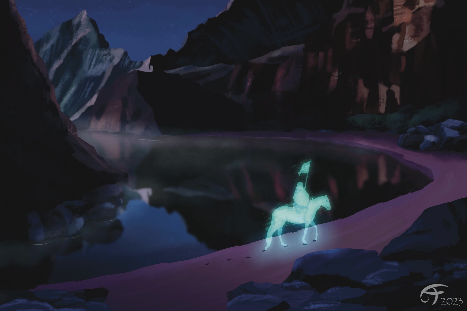 ArtStation - Mounted Knight Spirit Along the Beach