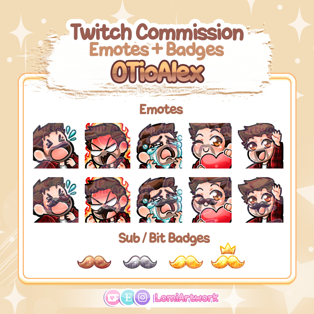 ArtStation - (Commission) OTIOALEX TWITCH PACK - Icon, Emotes and Badges