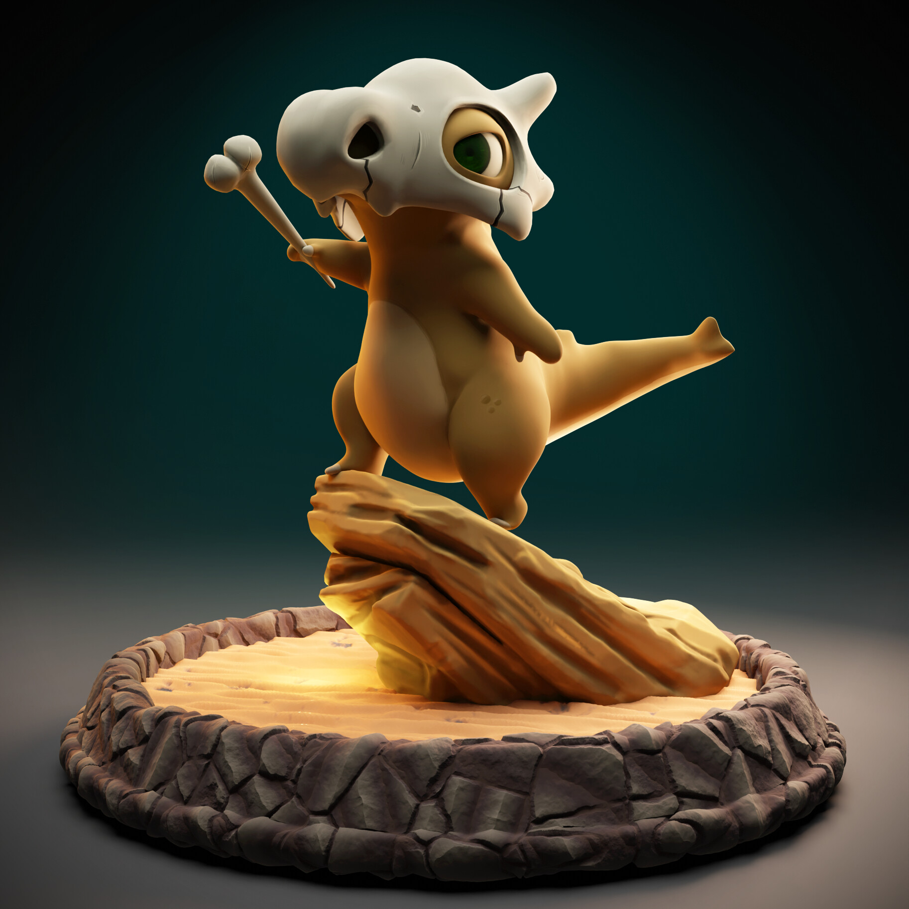 ArtStation - Cubone pokemon-Stylized handpaint