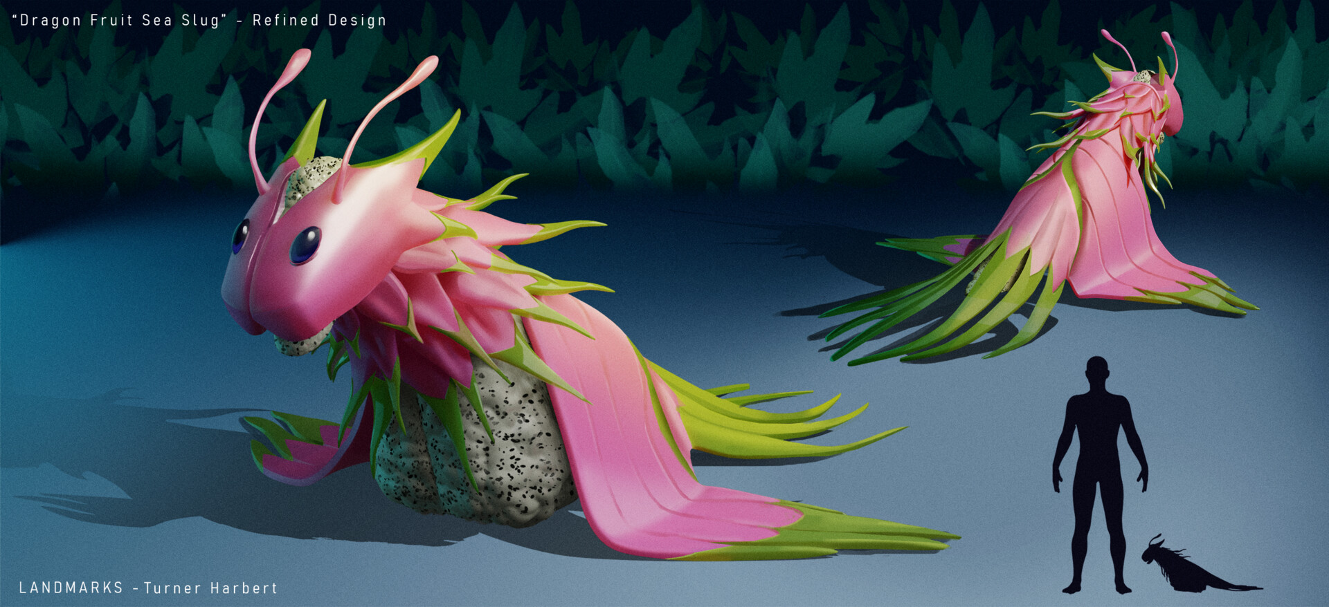 ArtStation - Landmarks - Dragon Fruit Sea Slug Creature Concept