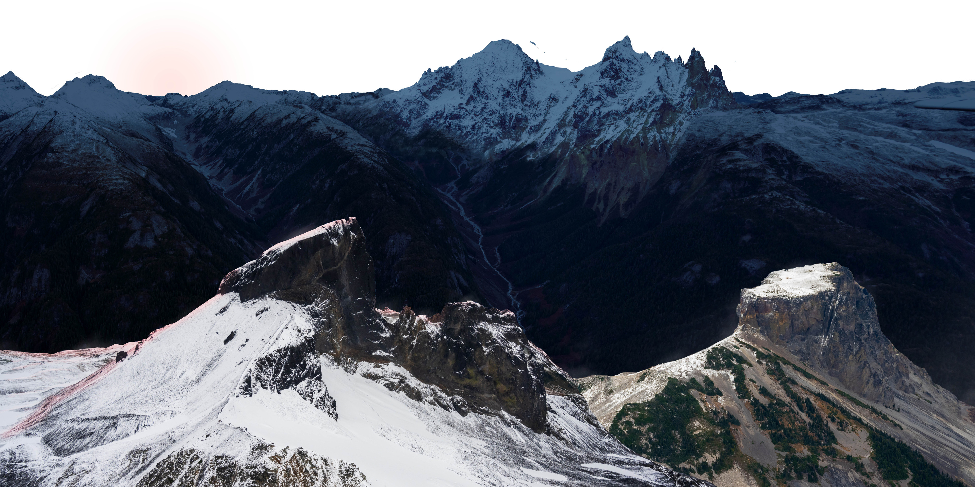 Caroline Bochud Matte painting - Sunset mountain topview