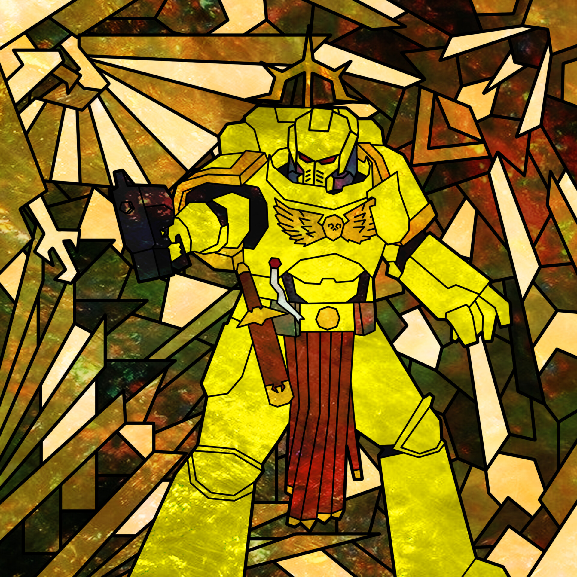 ArtStation - Stained glass (7th legion : Imperial Fist)
