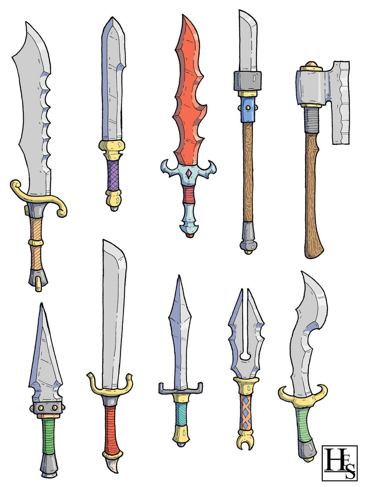 Hayden Stutz - Exotic Adventure Weapons Set, Weapon Doodles
