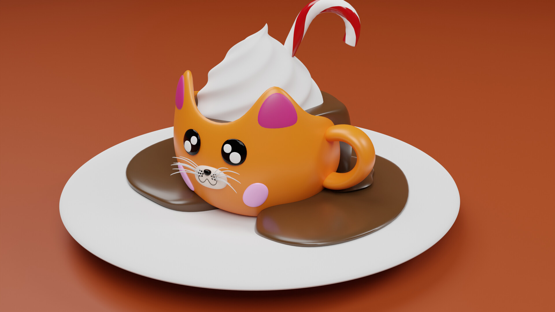 ArtStation - A cat mug with hot cocoa