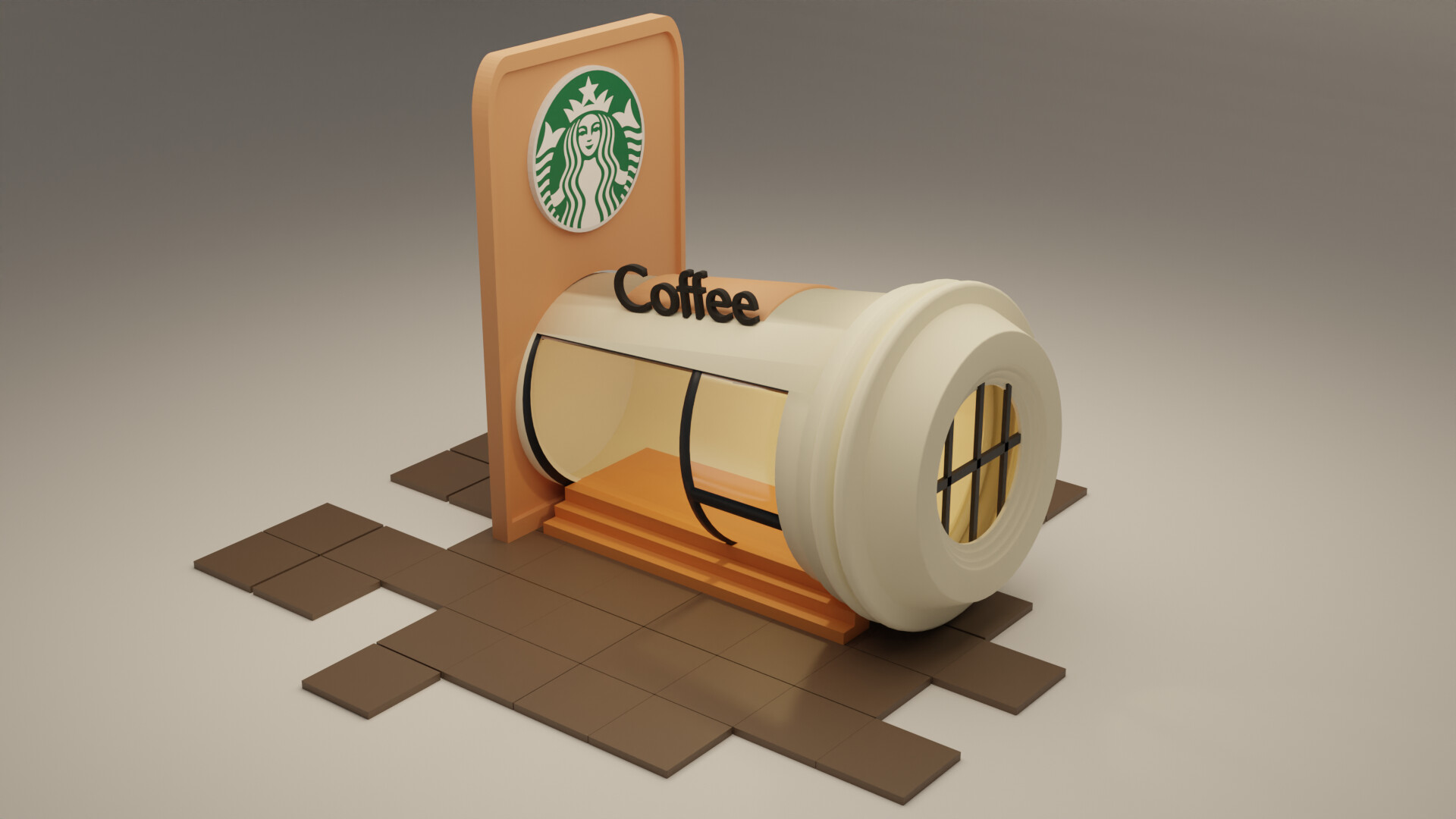Artimus Creation - Futuristic Coffee Shop Low Poly Model
