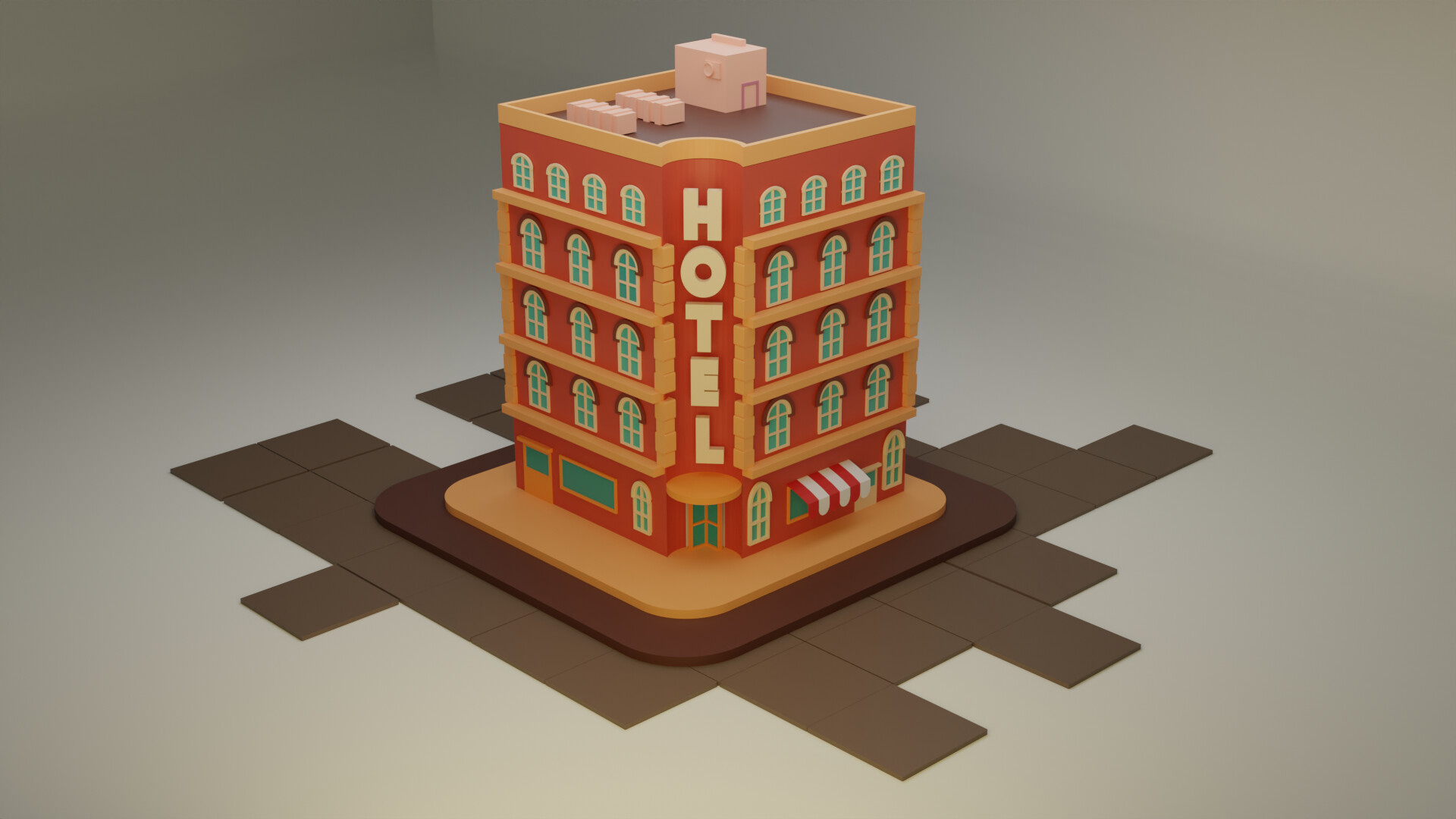 Artimus Creation - Old Fashion Hotel Building Concept - Low Poly