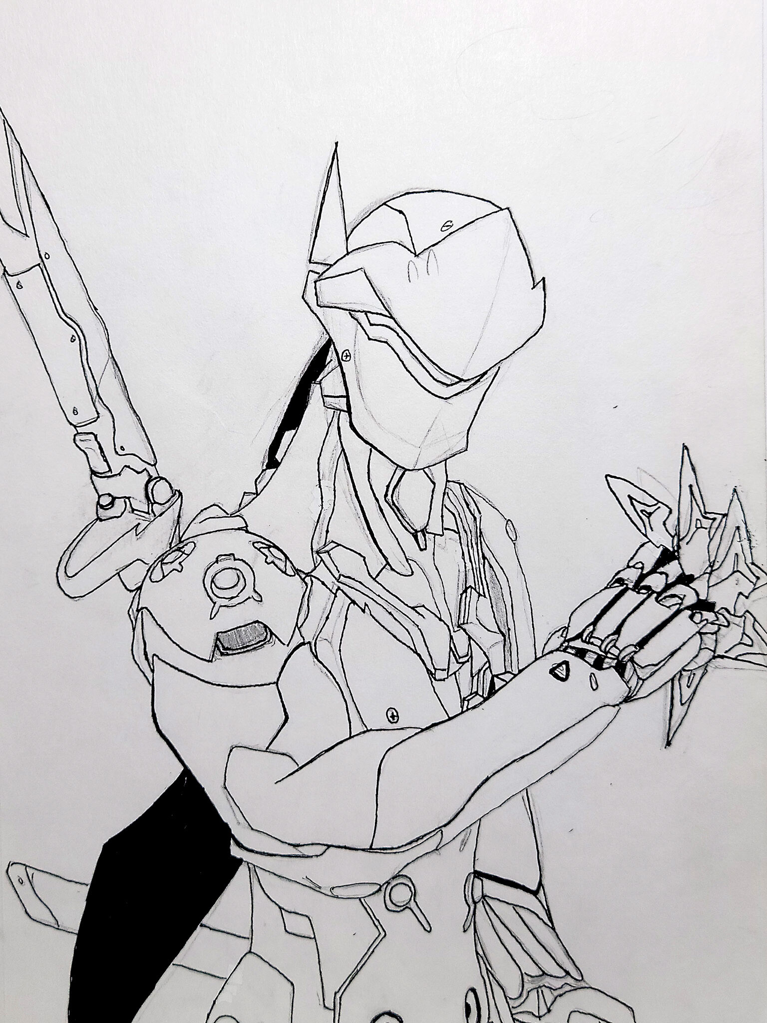 how to draw overwatch genji easy