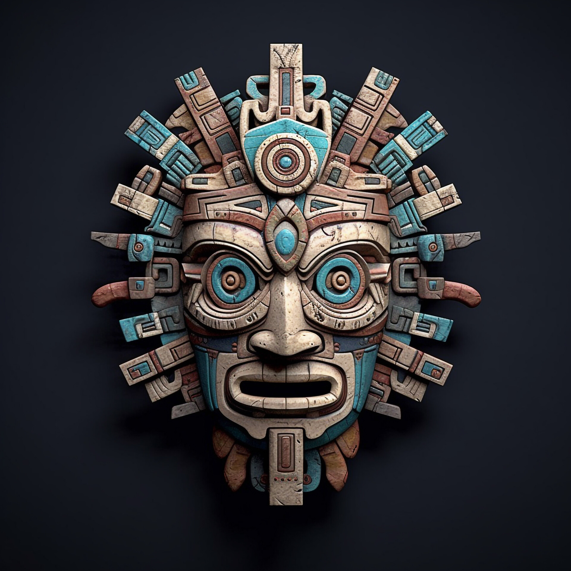 Aztec Face Drawing