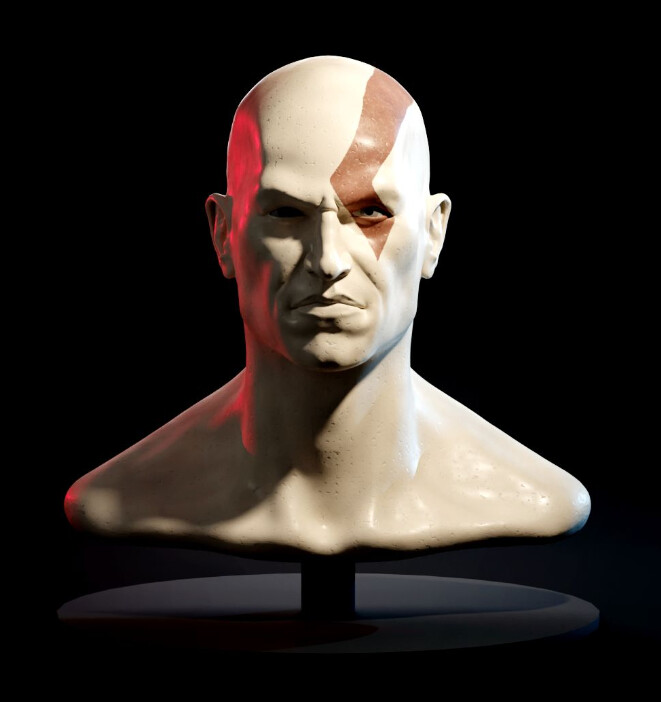 ArtStation - Kratos without beard 3D sculpt in blender | WIP
