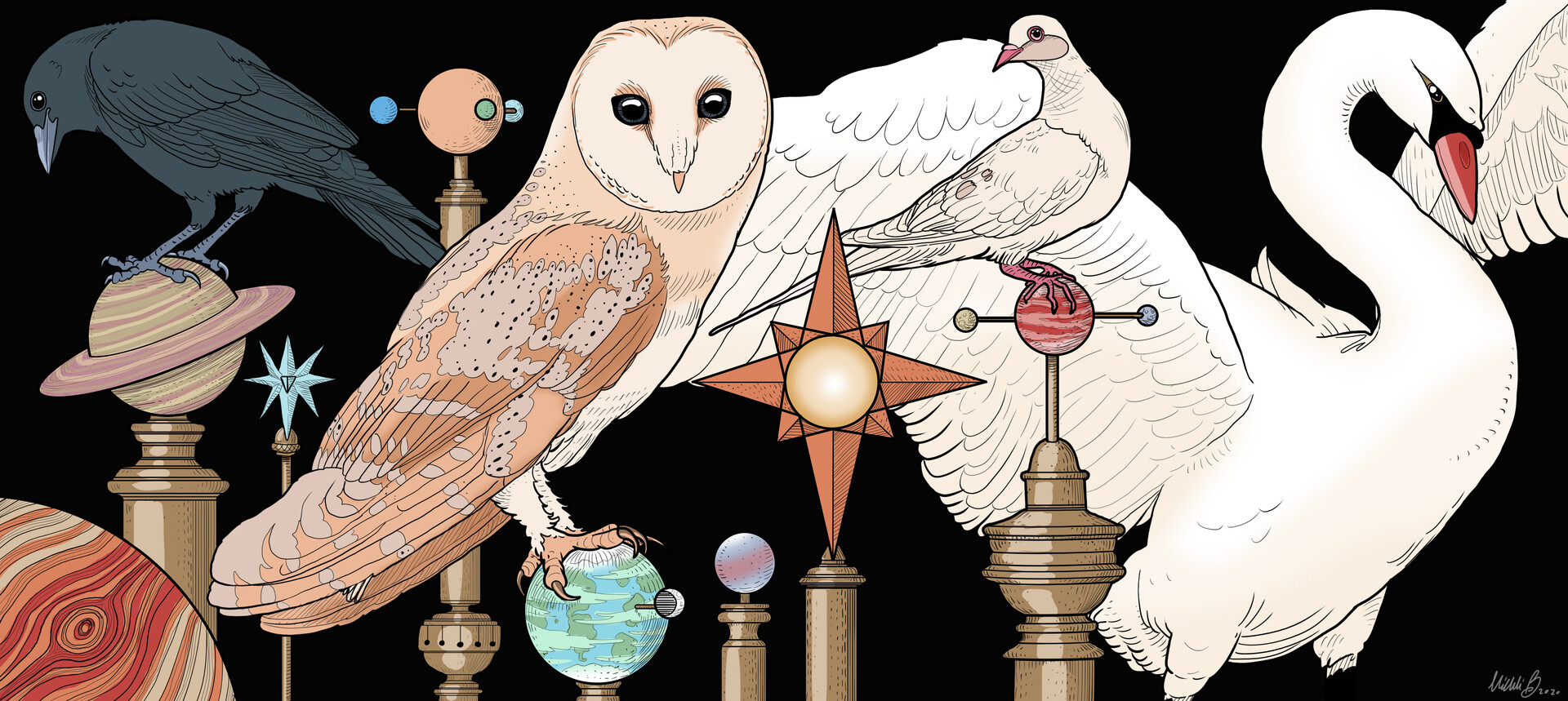 ArtStation - Crow, Owl, Dove