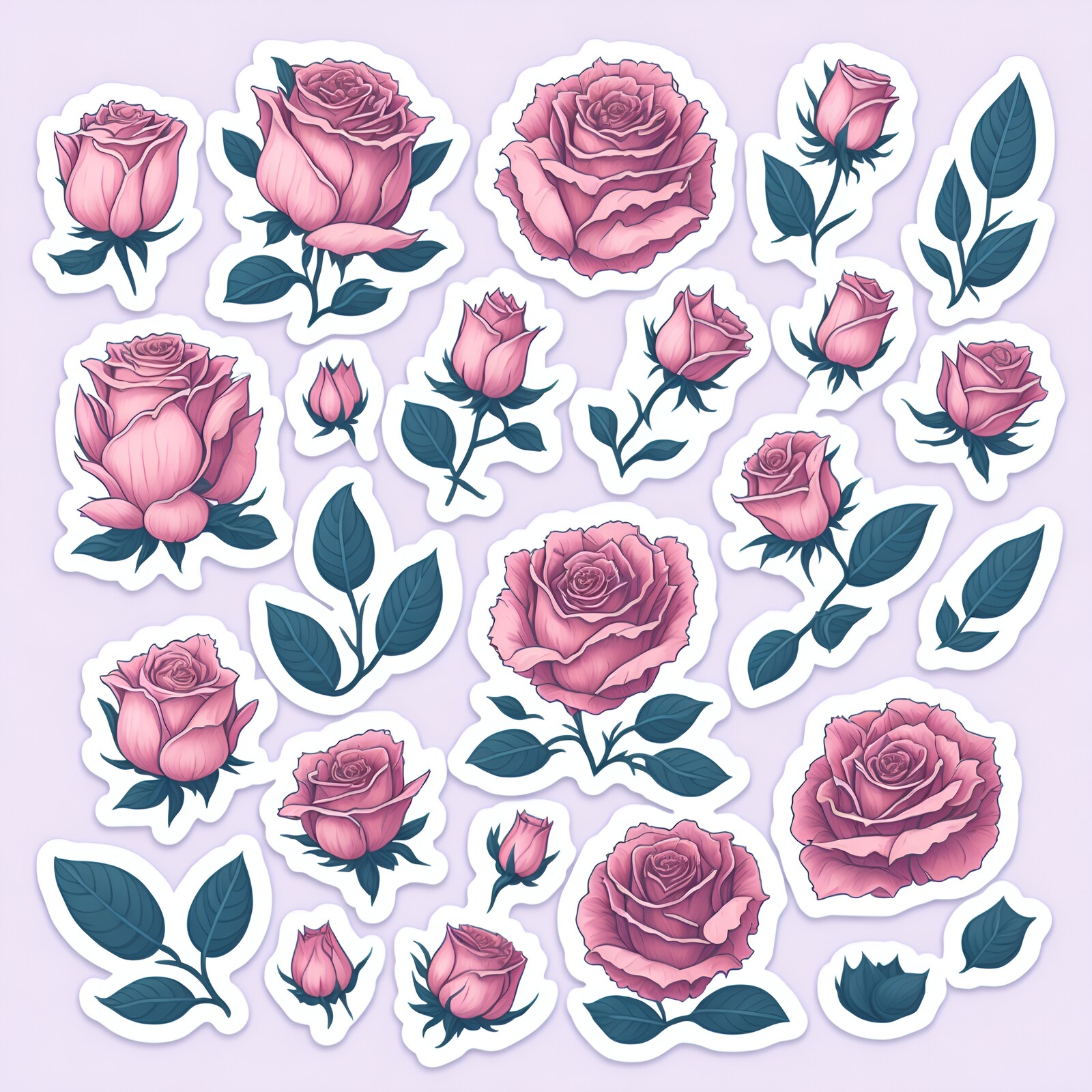 MeowtifullyCute - Pretty in Pink: Cute Rose Sticker Set!