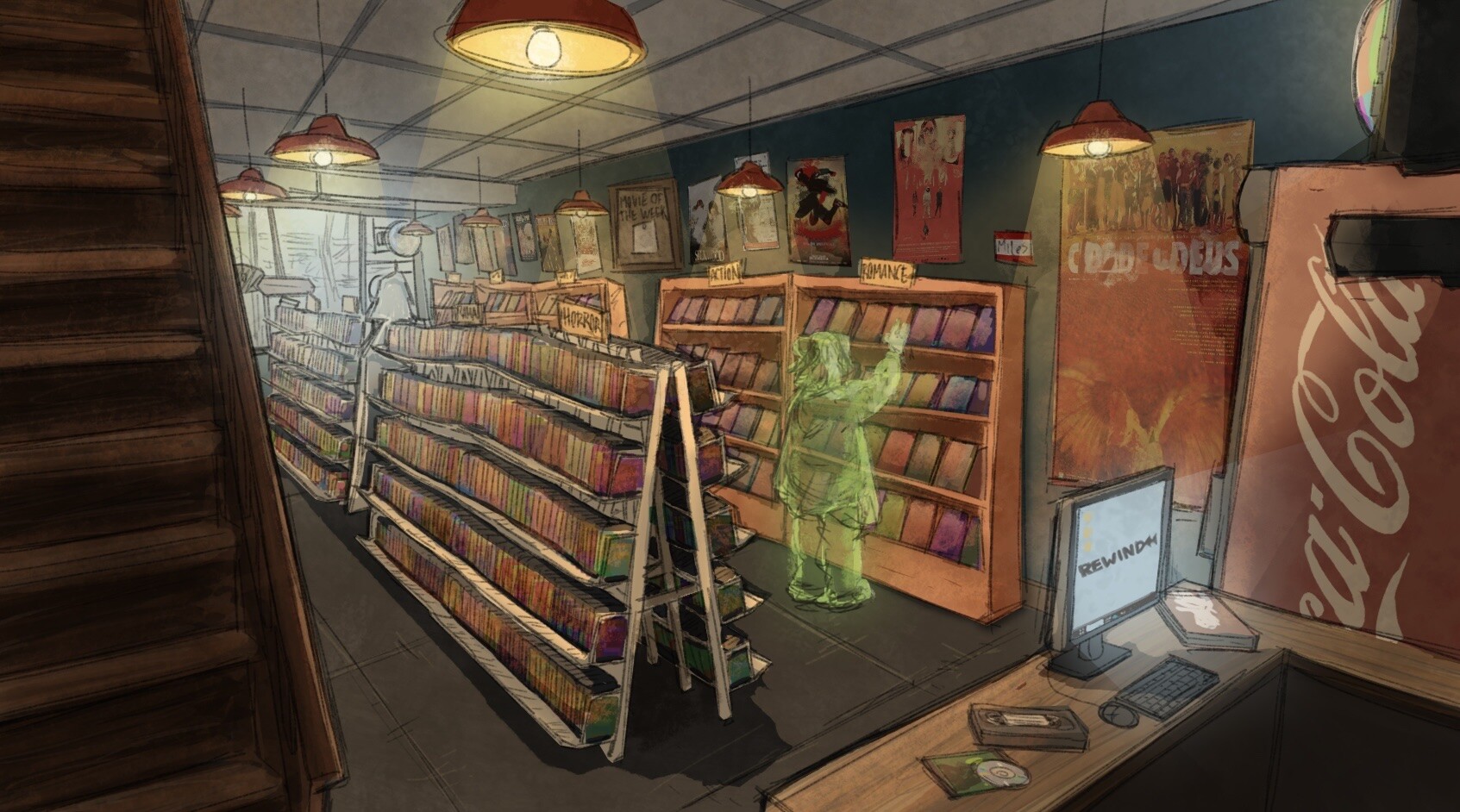 ArtStation - Rewind - VHS & DVD store (ParaNorman style)