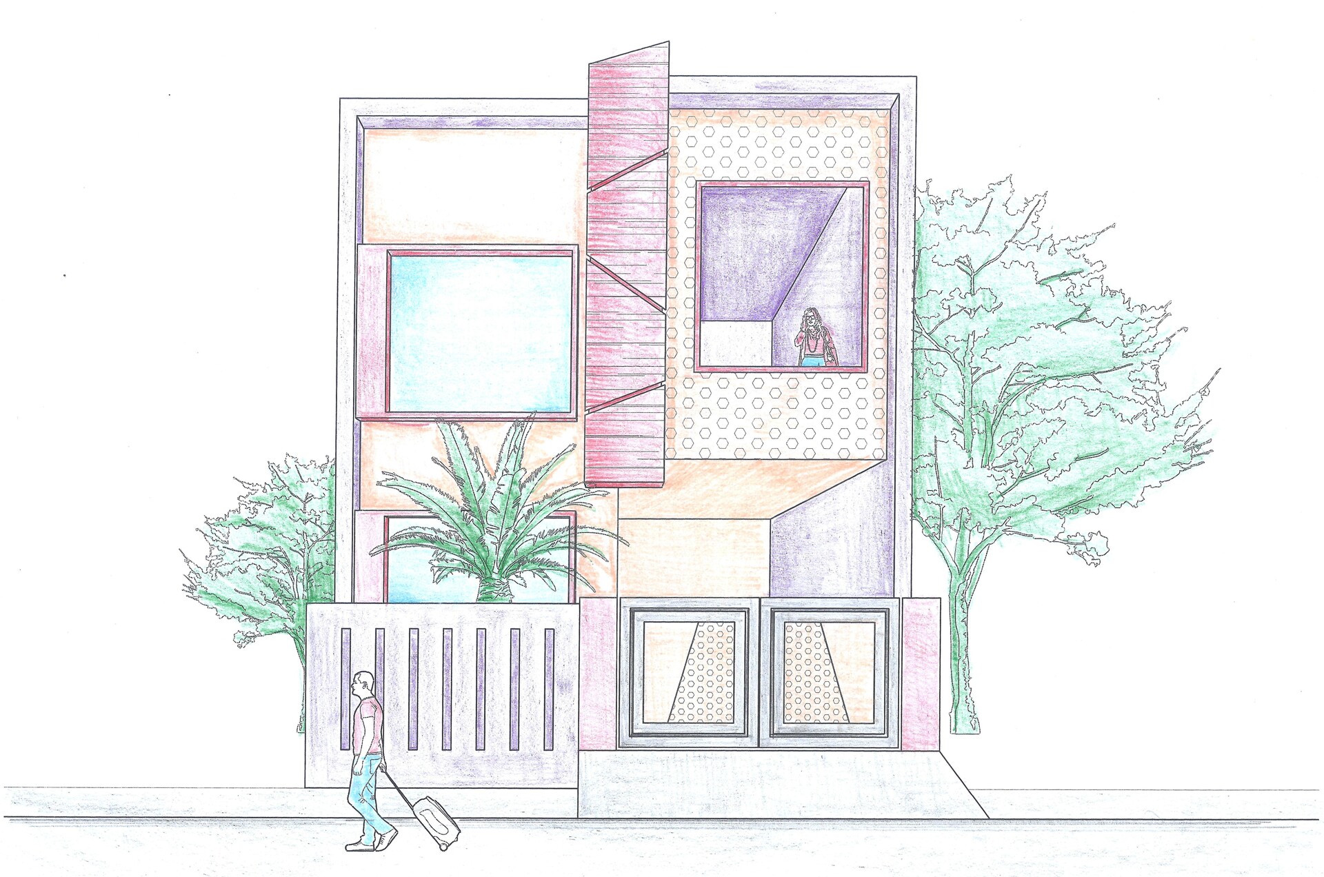 ArtStation - 25 feet Wide Elevation rendering | Architectural Elevation ...