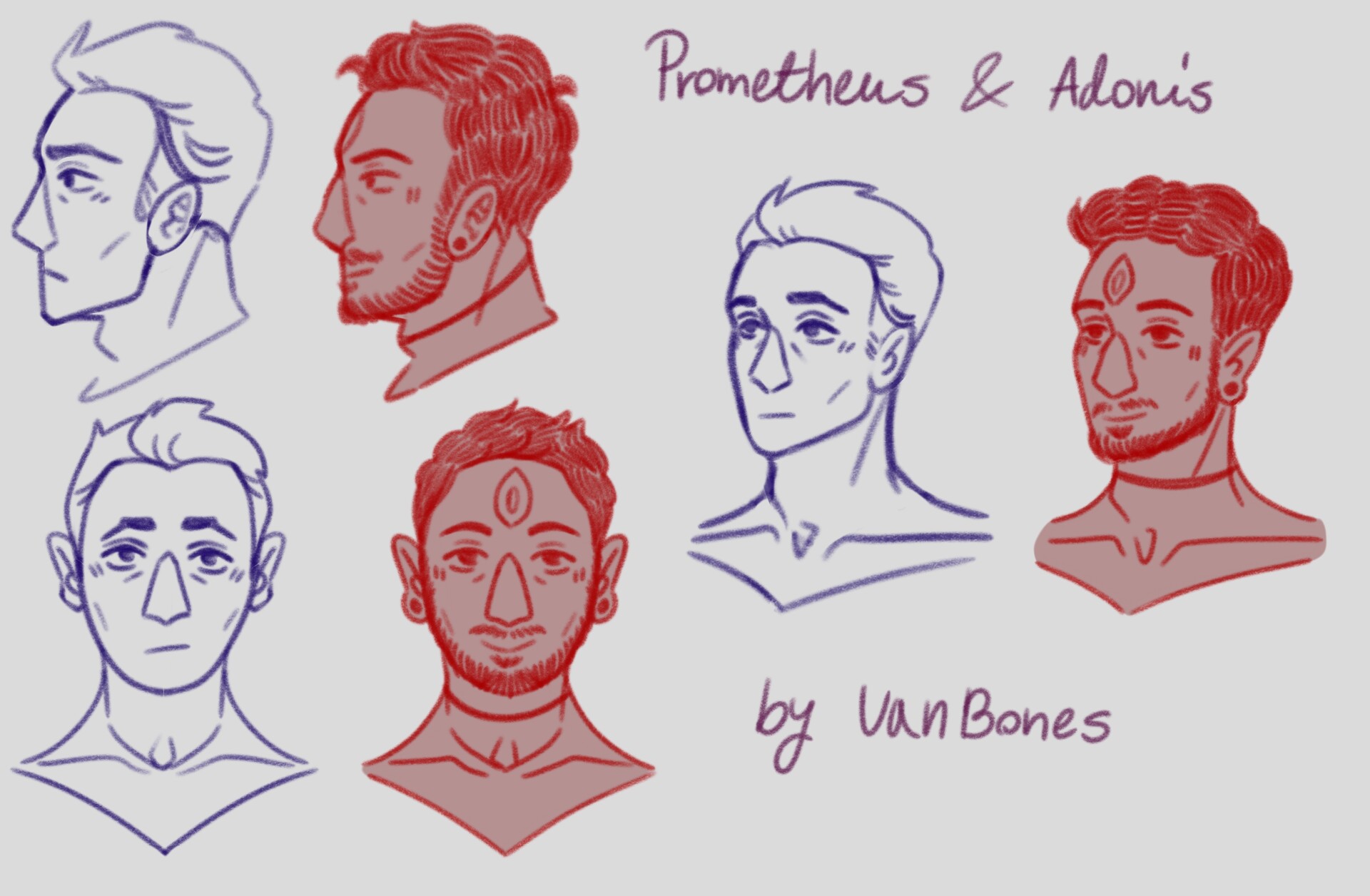ArtStation - Prometheus & Adonis heads sketch