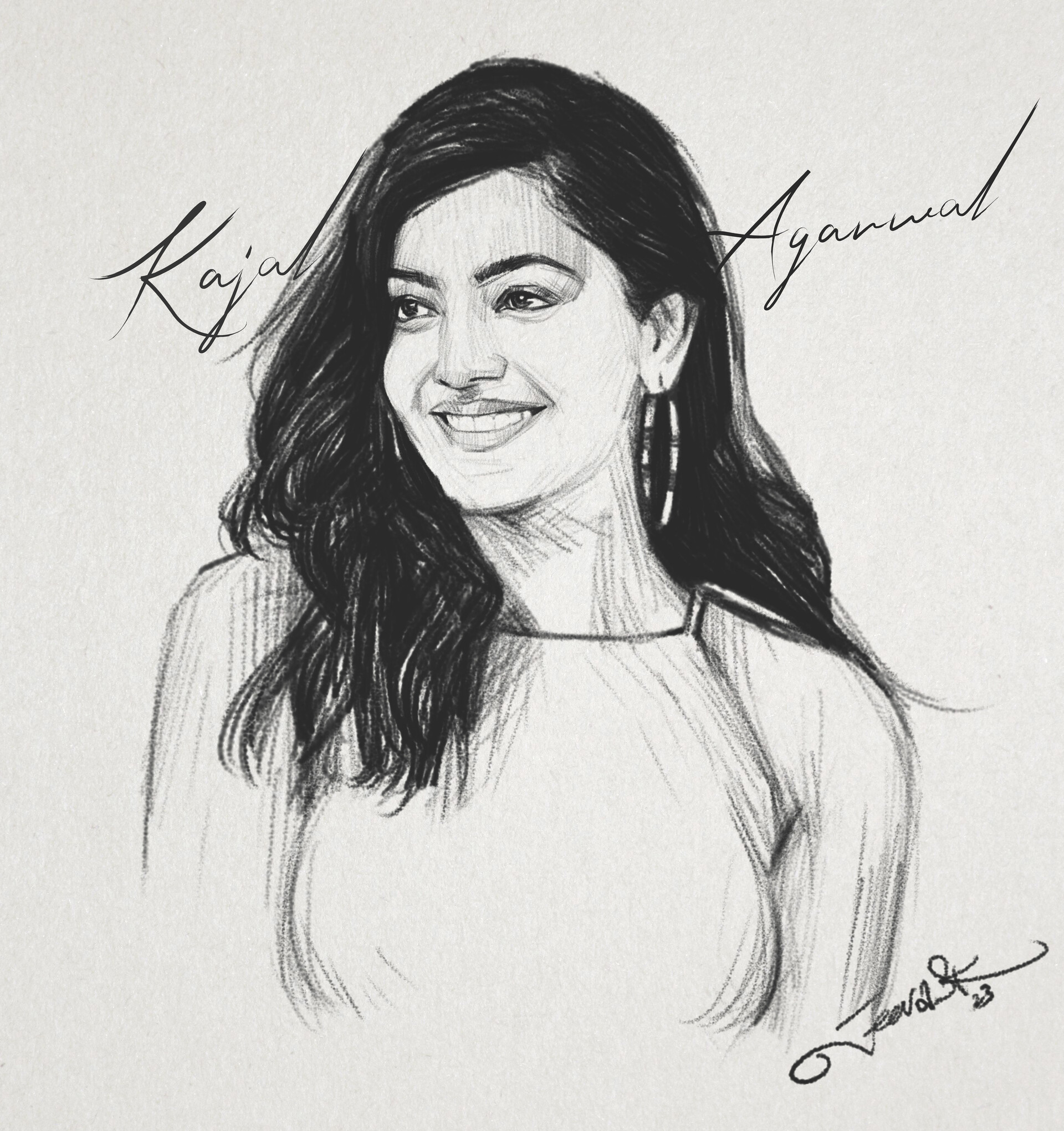 ArtStation - HBD Kajal Aggarwal Pencil Sketch 2023 #HBDKajalAggarwal # ...