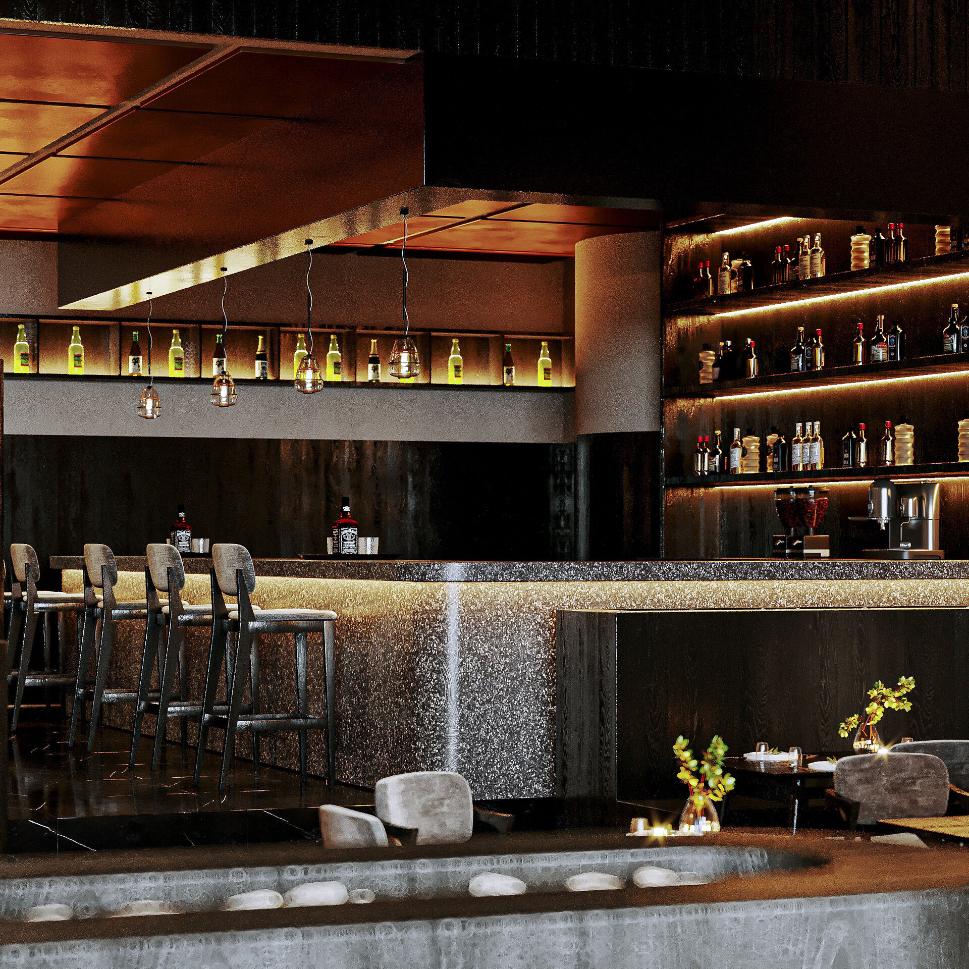 Archviz Hub - Design and Visualize Your Ideas - Black Restaurant Design