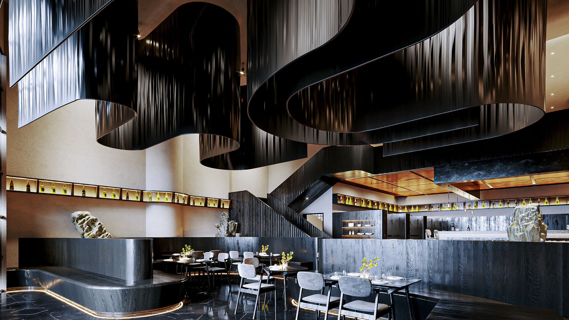 Archviz Hub - Design and Visualize Your Ideas - Black Restaurant Design