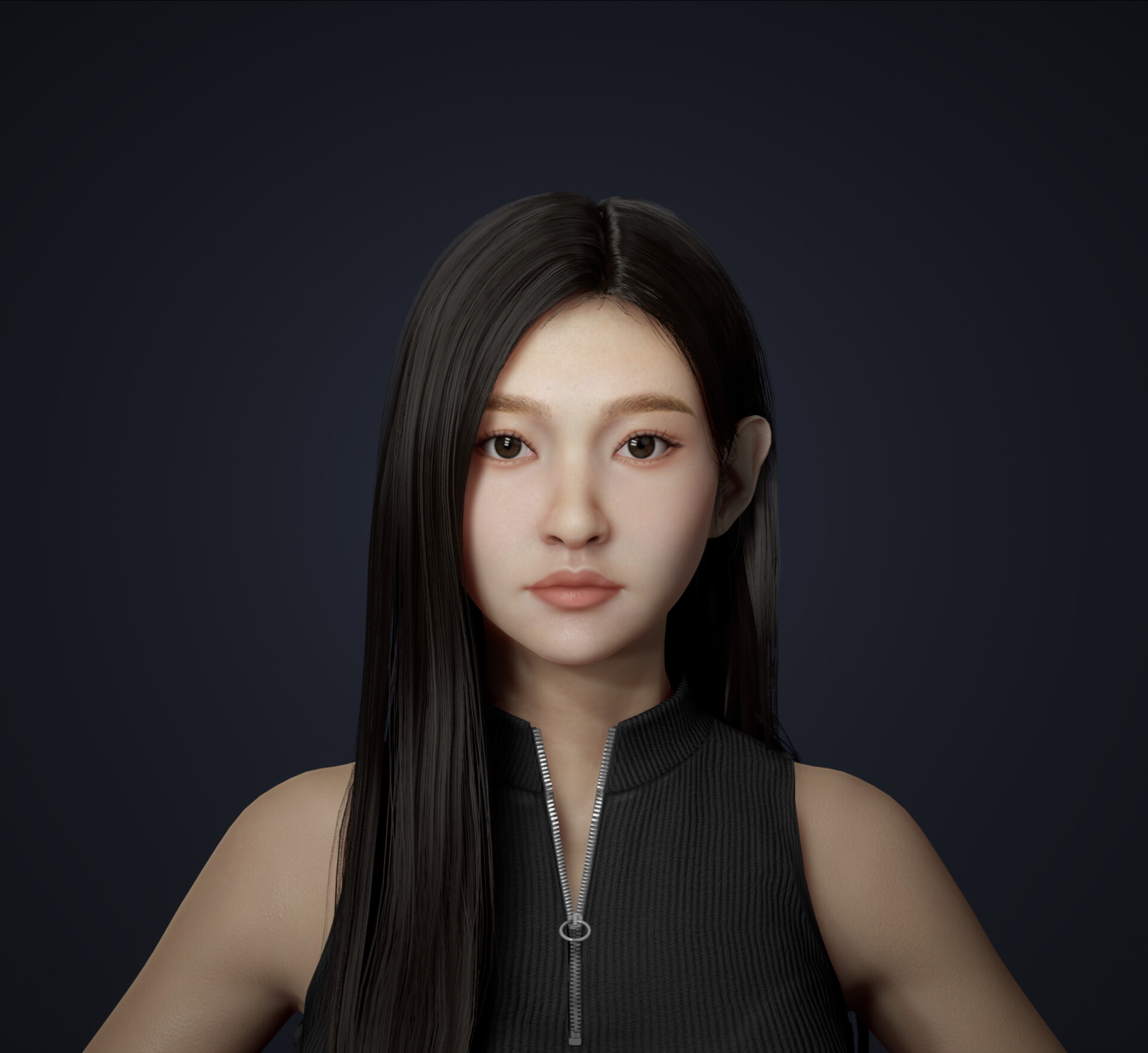 ArtStation - long straight hair woman face :)