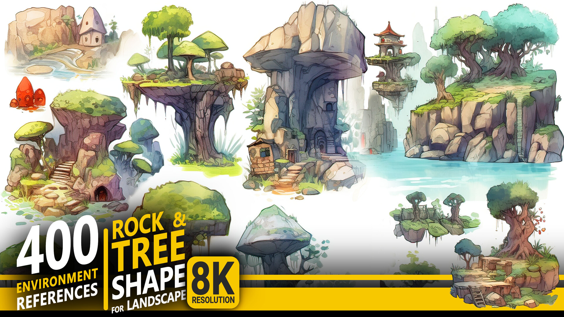 ArtStation - 400 Rock & Tree Shape for Landscape - Environment ...