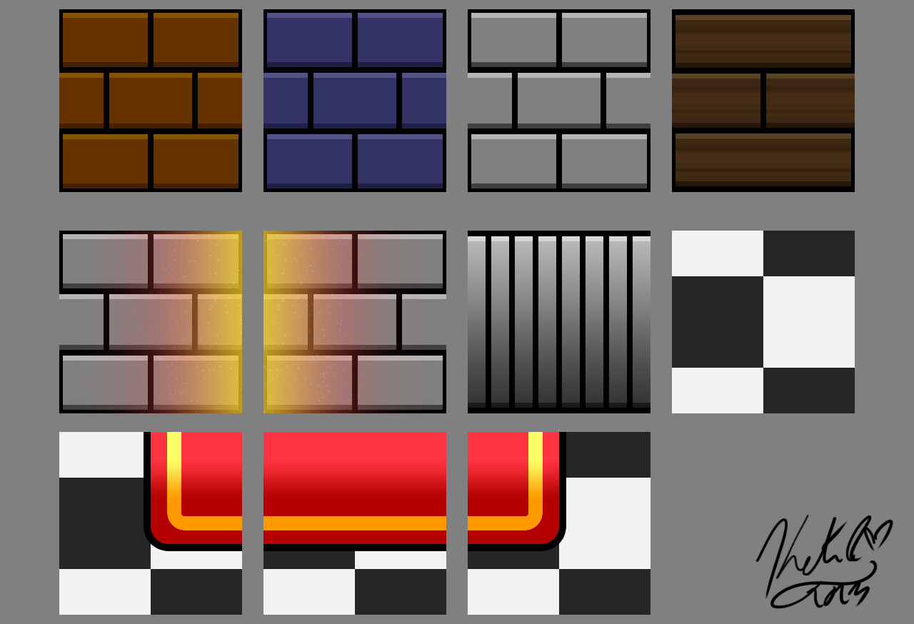 ArtStation - Super Mario Bros.: Danielle Corona: Assets 6 Castle Tiles