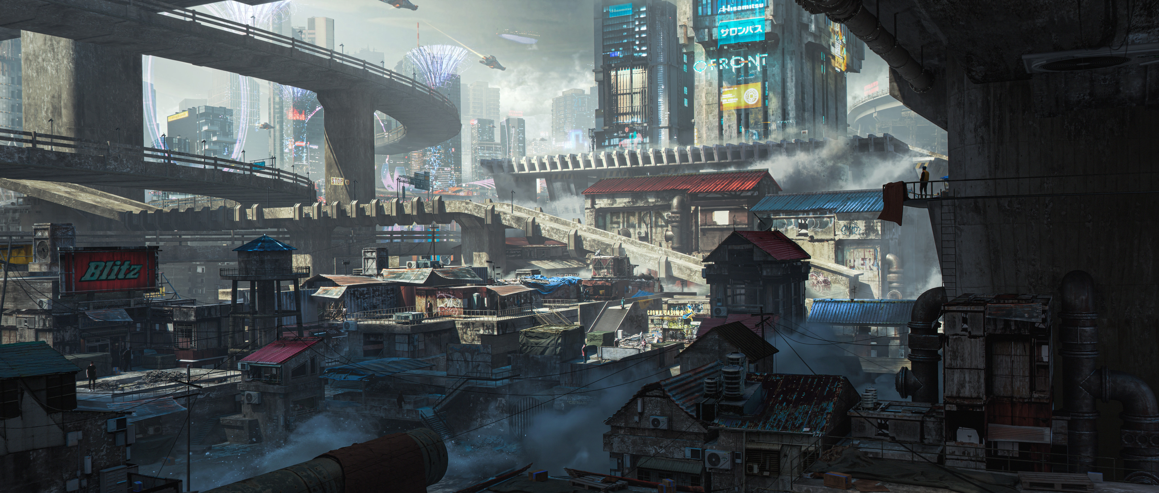 Cyberpunk Slum by 锦 : r/Cyberpunk