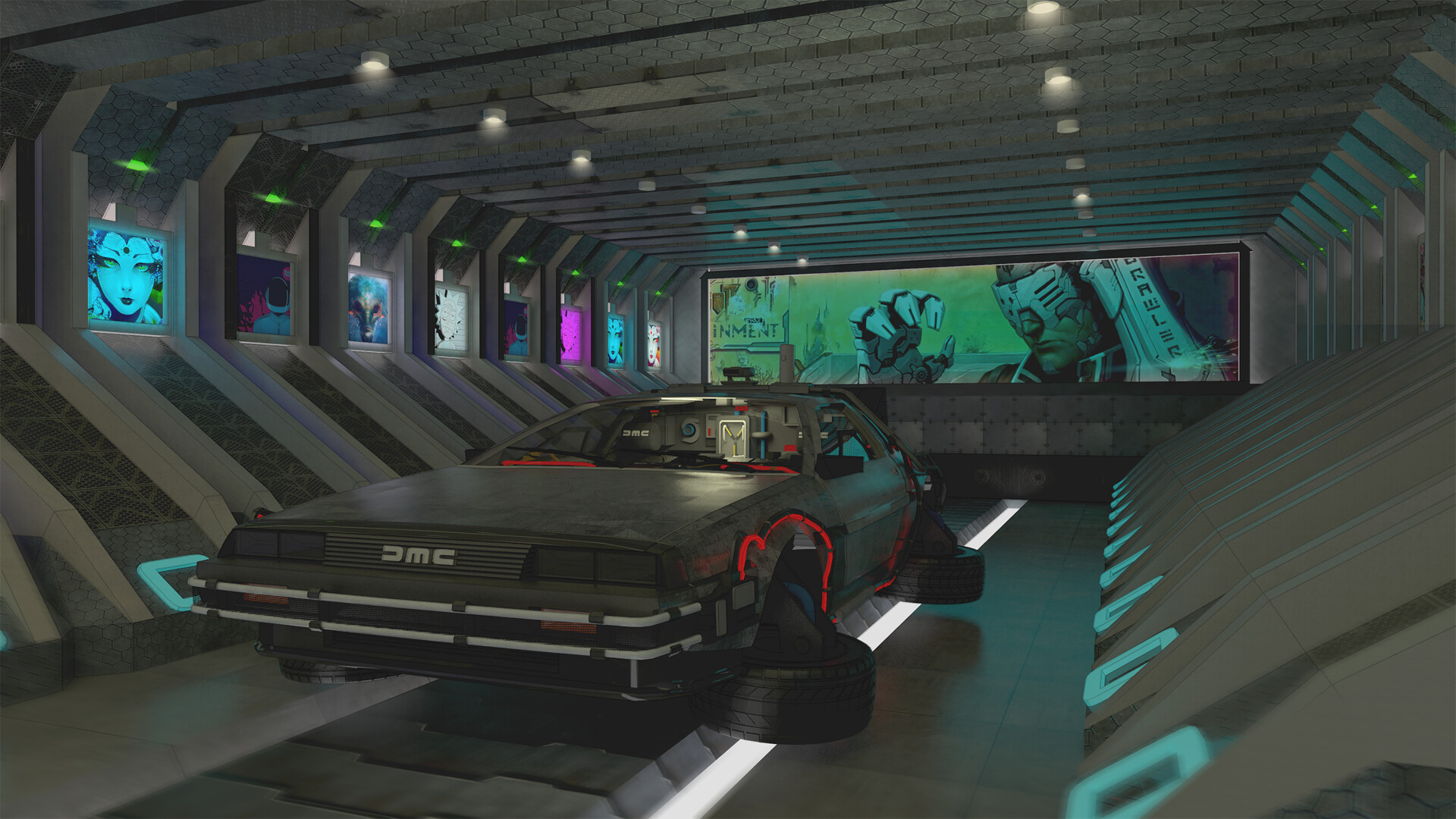 ArtStation - Cyberpunk BTTF DeLorean Parking Concept 2023