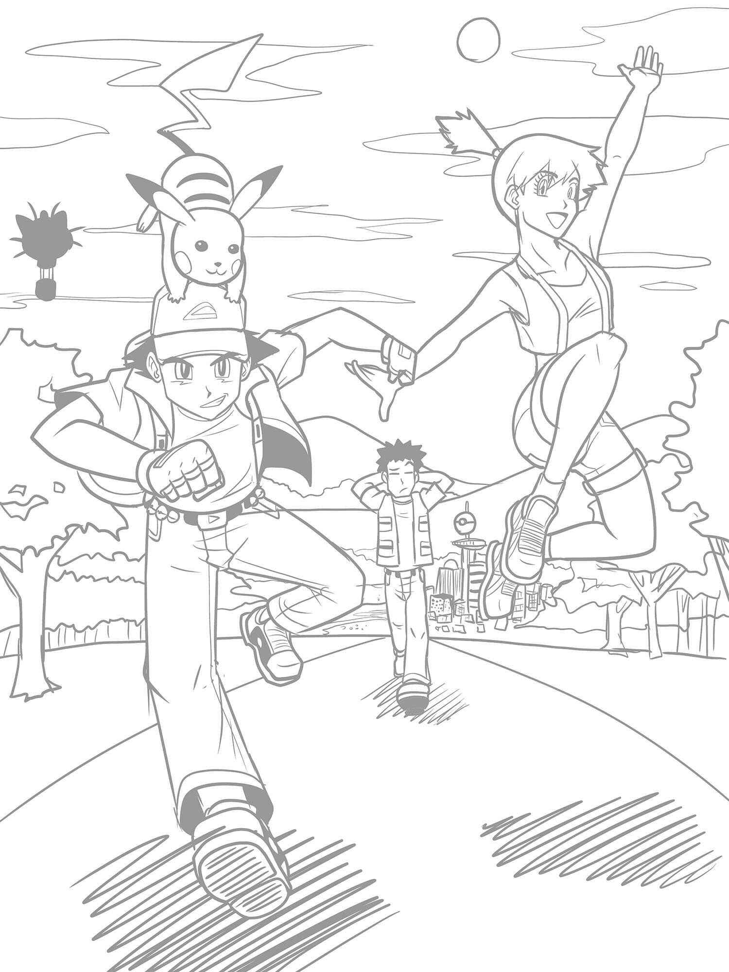 ash and misty coloring pages