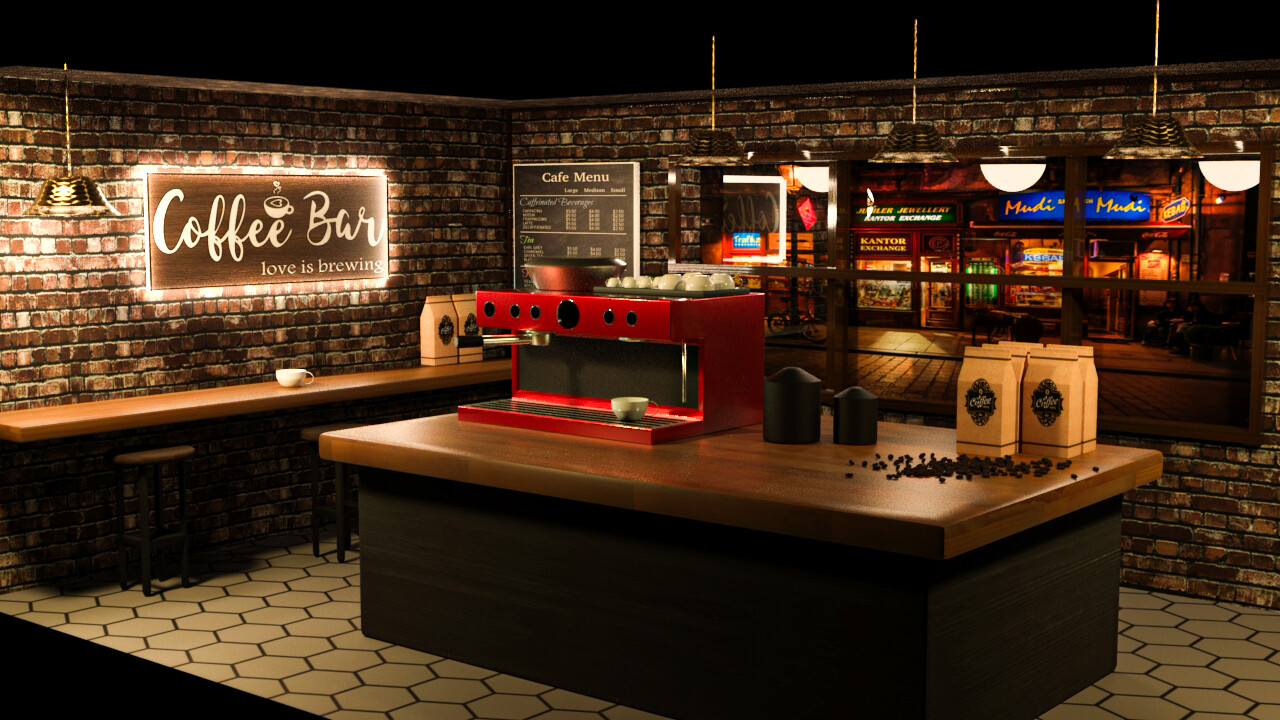 ArtStation - Coffee Shop Diorama