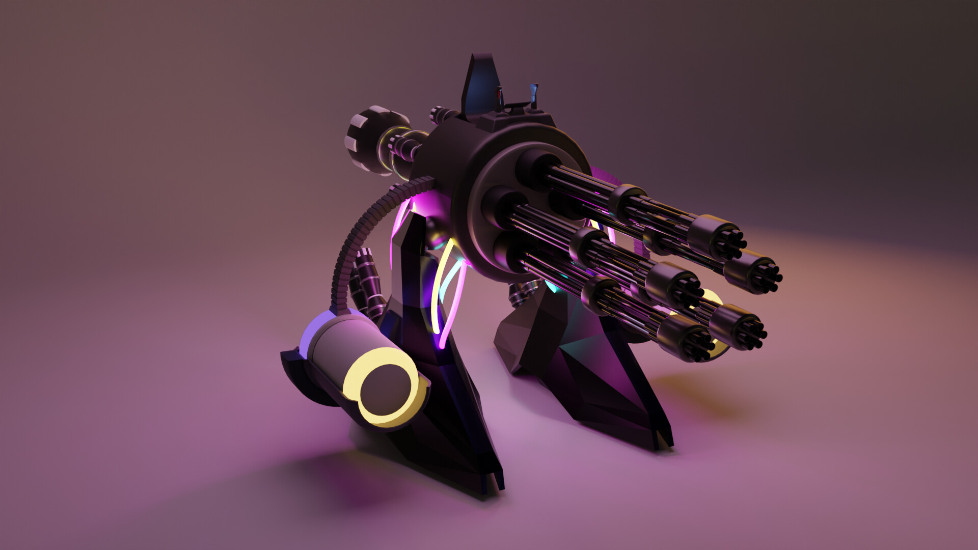 ArtStation - Low poly Gatling small land combat mecha