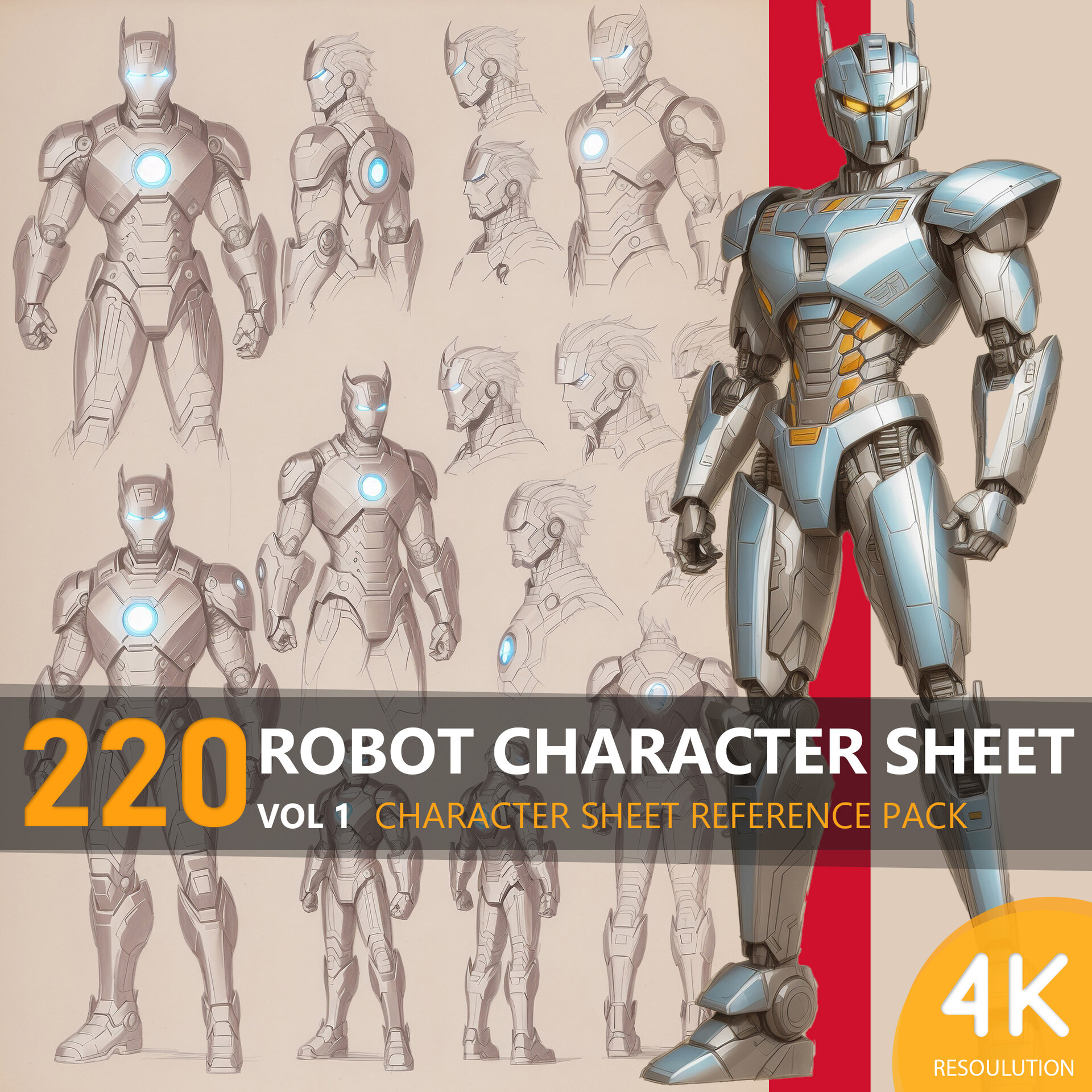 ArtStation - Robot Character Sheet VOL1-4K|Character Sheet Reference Pack