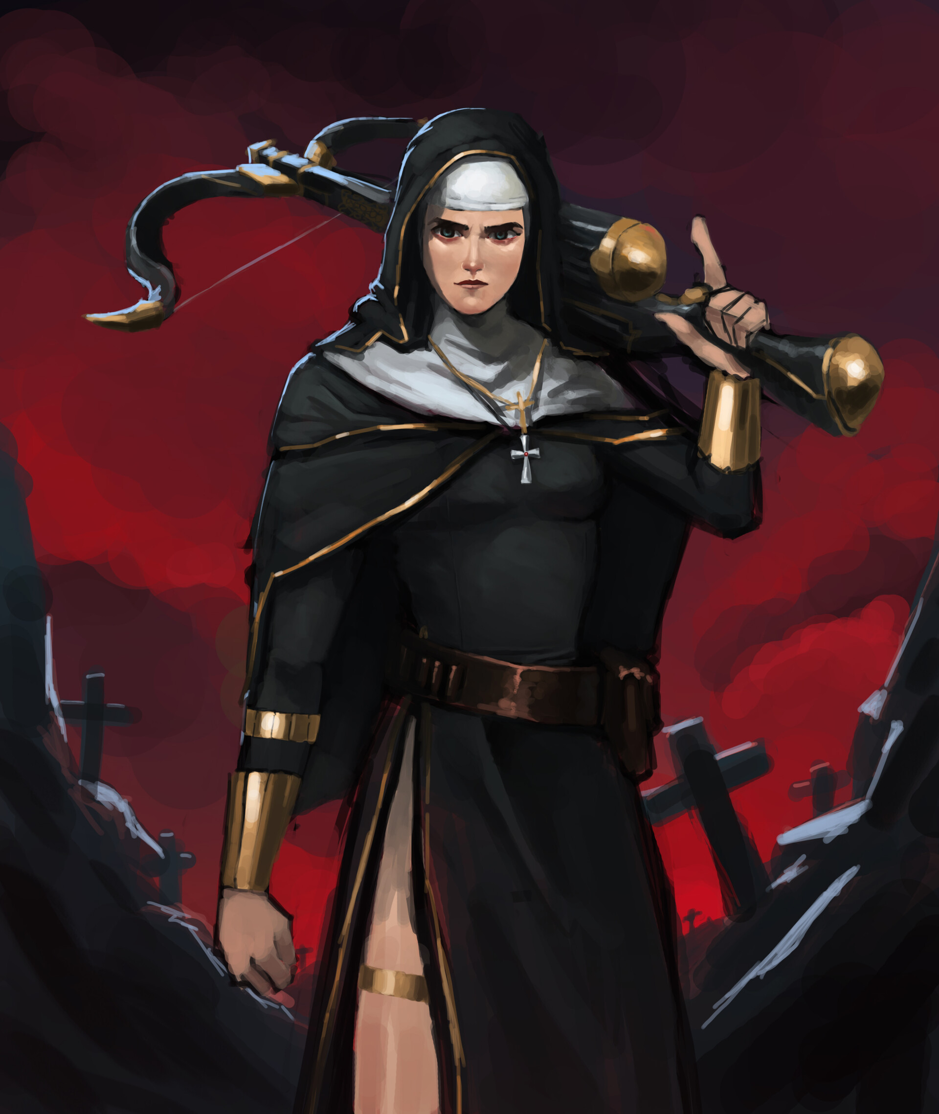 ArtStation - A nun is a devil hunter