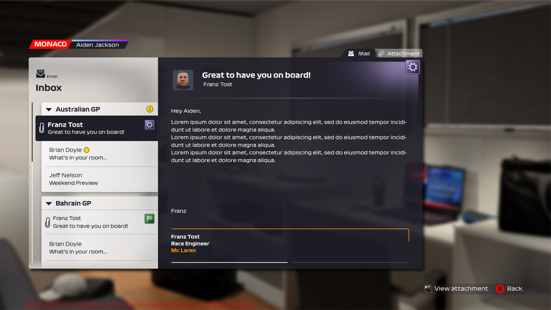 ArtStation - F1 UI concept - Player HUB mail screens