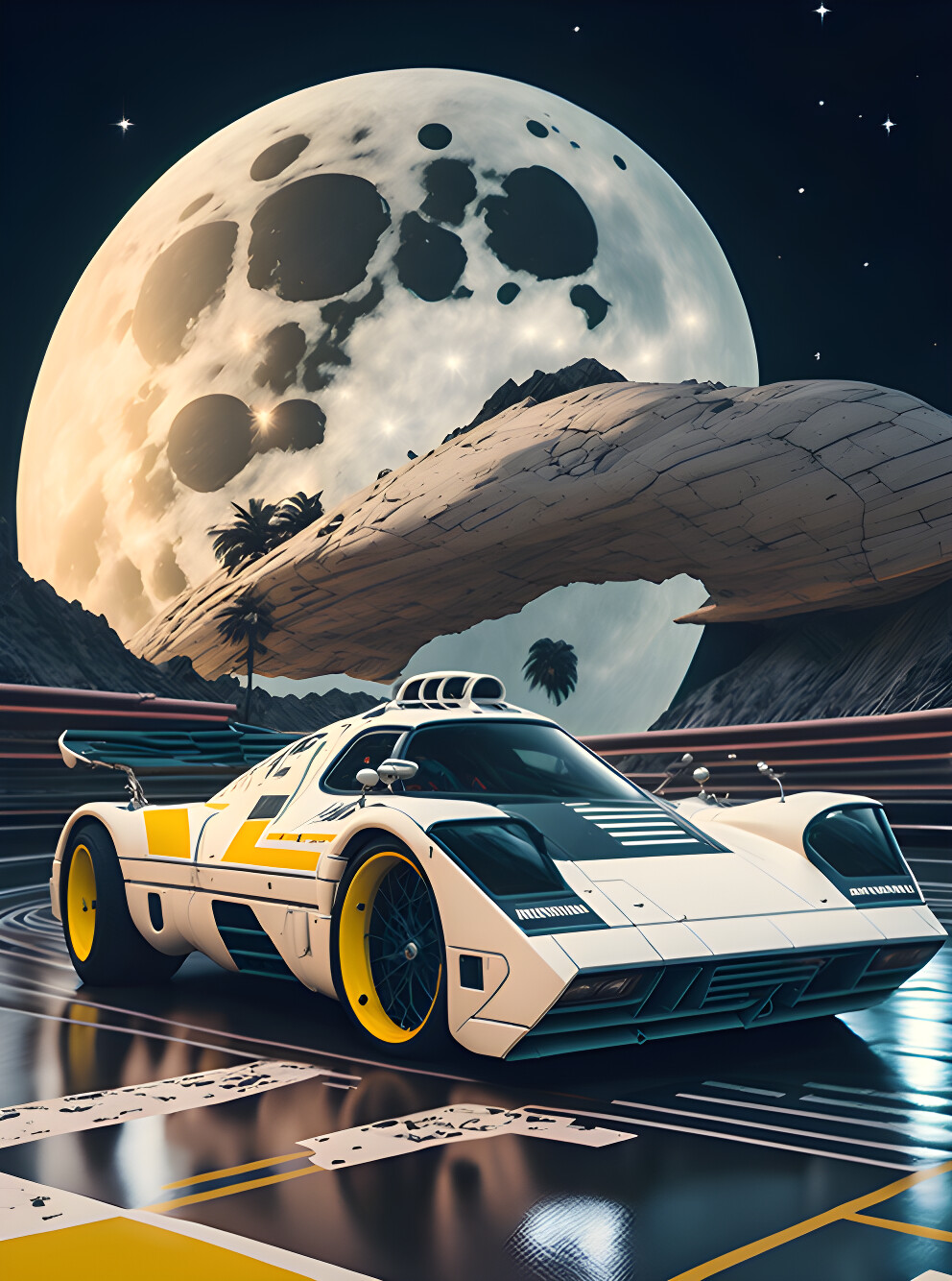 ArtStation - racing car through the moon