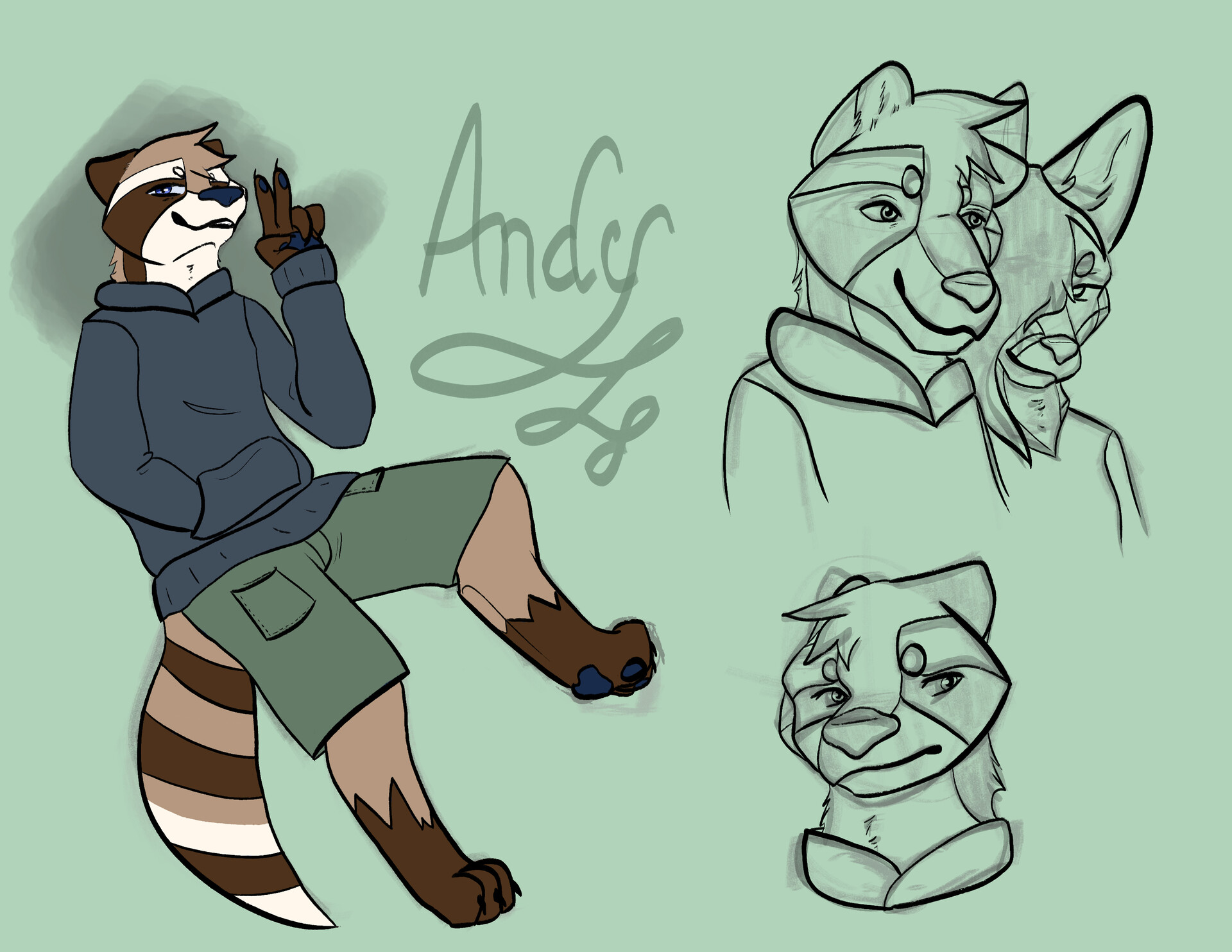 how to draw an anthro raccoon