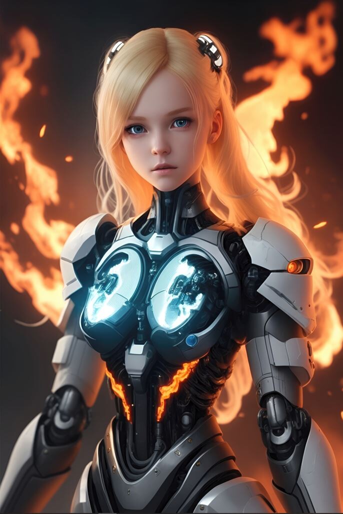 ArtStation - Fire Android Girl Constellation