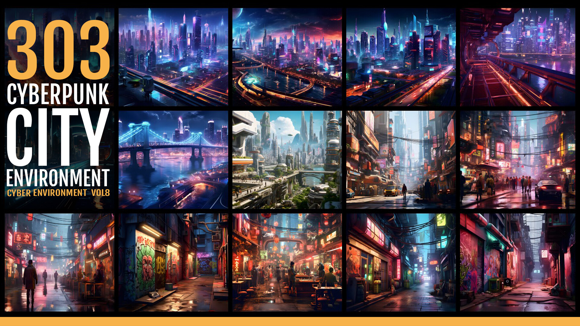 Artificial Dimension - 303 Cyberpunk Environments VOL8 [City]