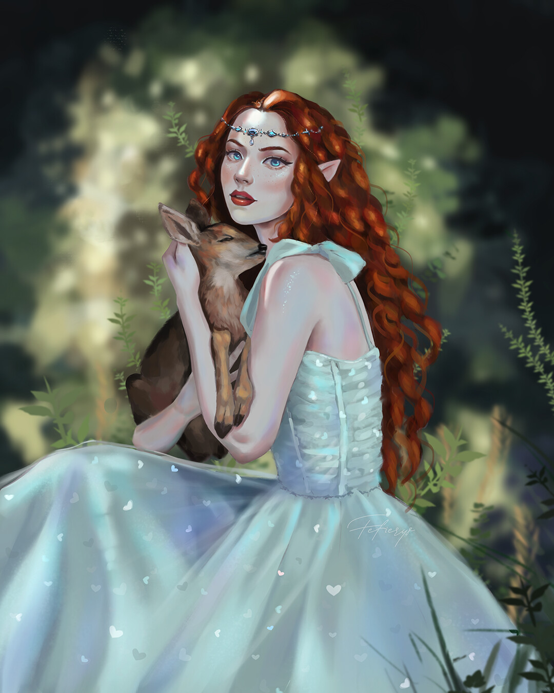 ArtStation - Elf and the deer