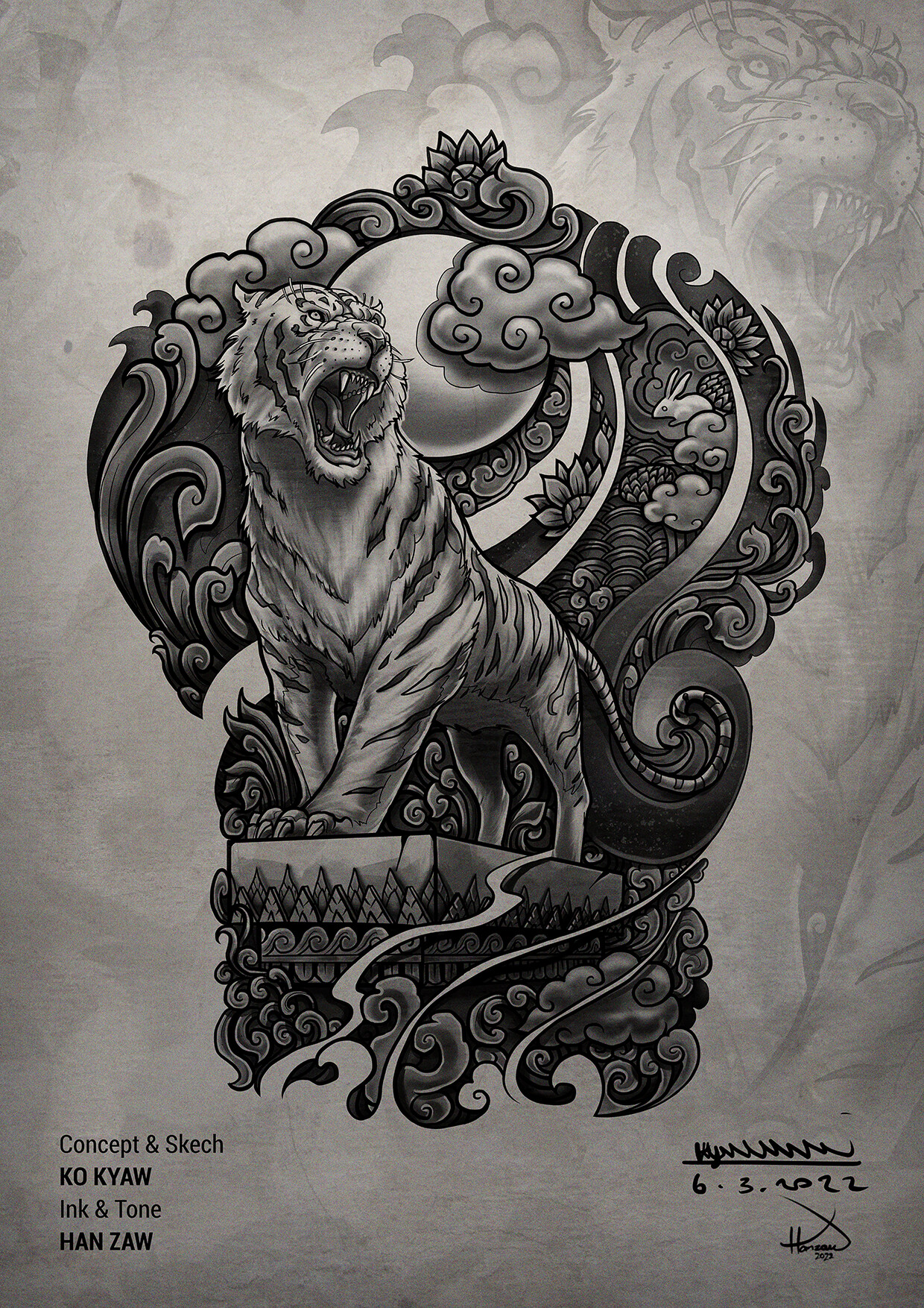 ArtStation - TIGER FULLBACK TATTOO DESIGN