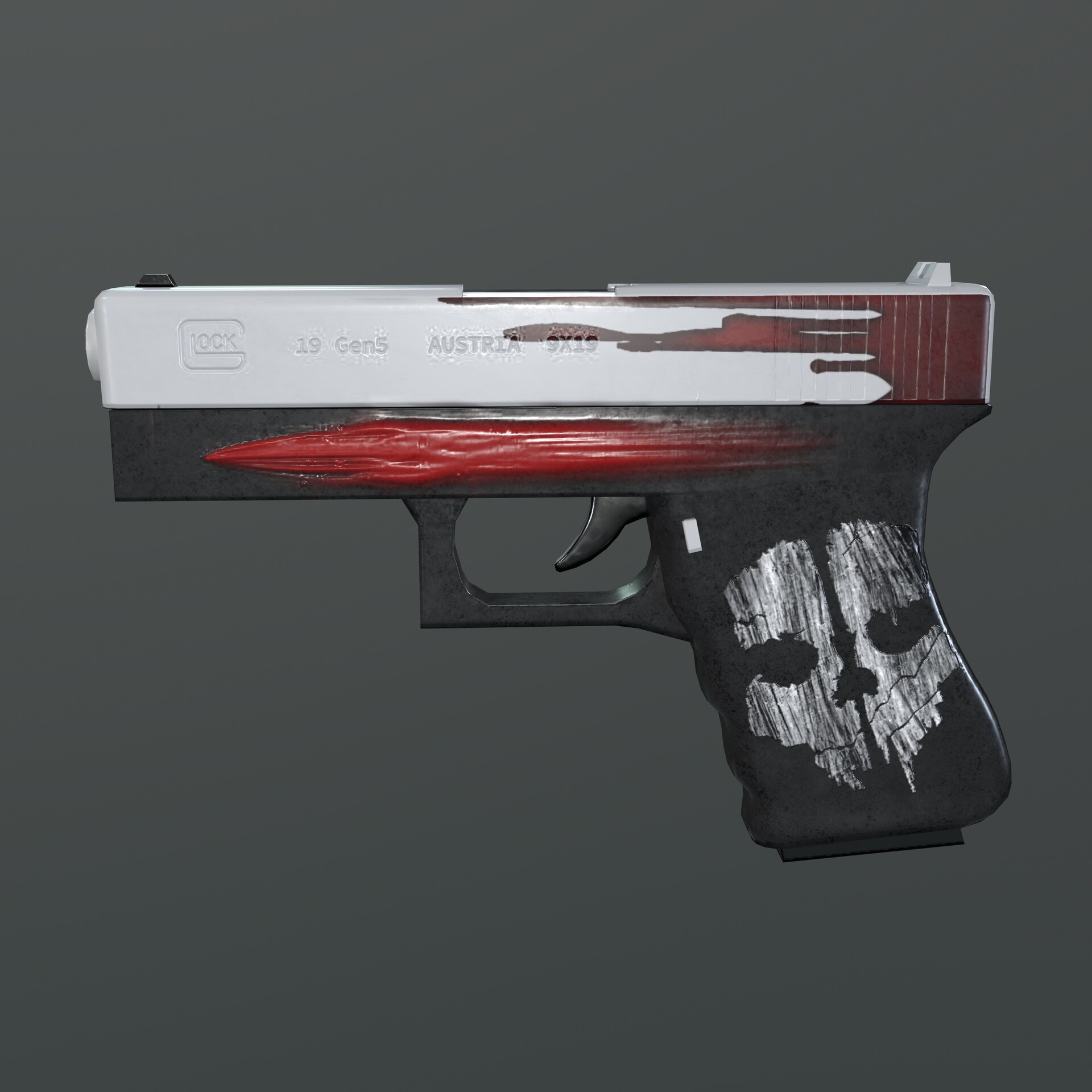 ArtStation - glock 19. skull and blood skin. concept skin design