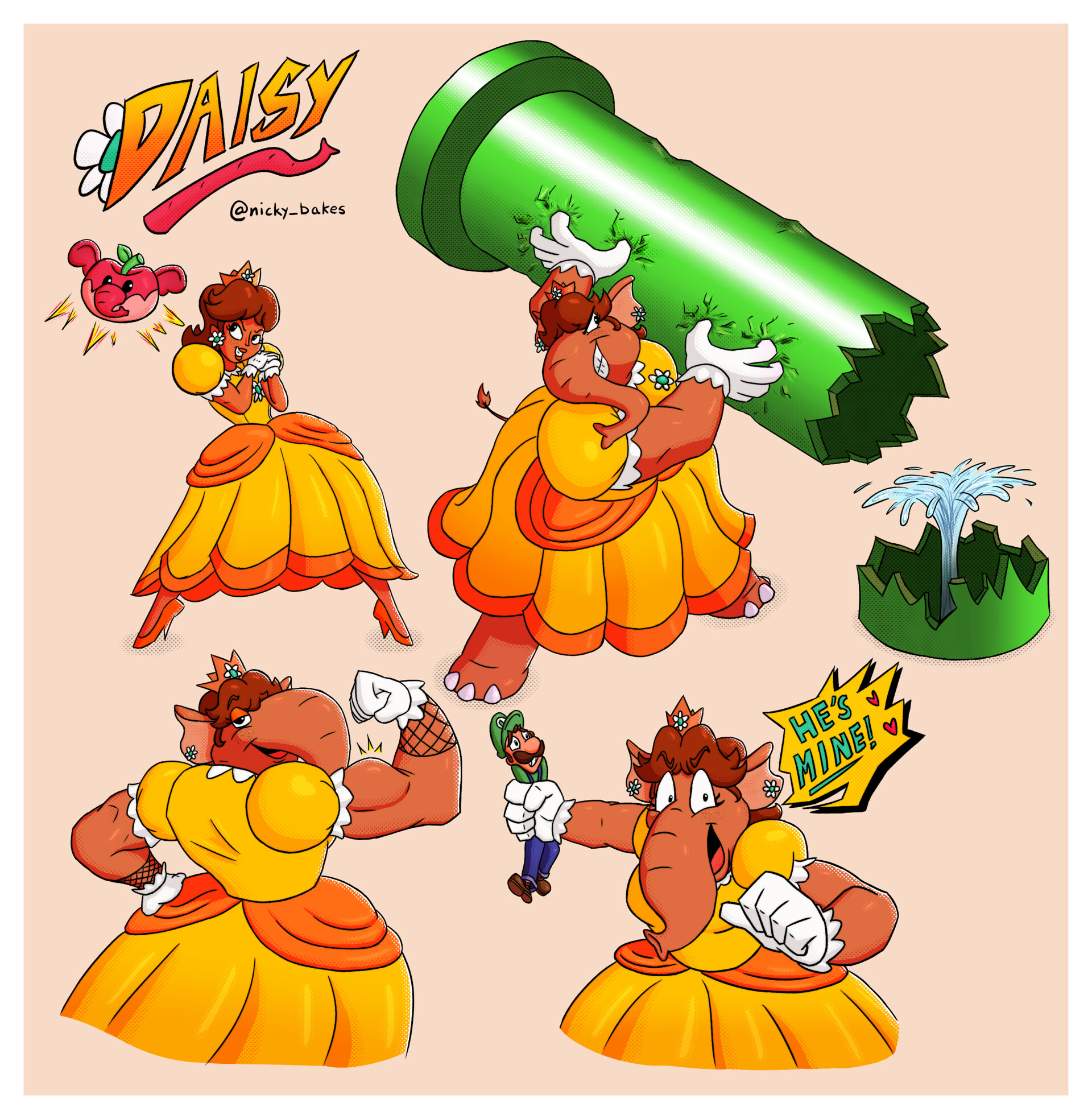 Nick Baker - Elephant Daisy - Super Mario Bros. Wonder Fanart