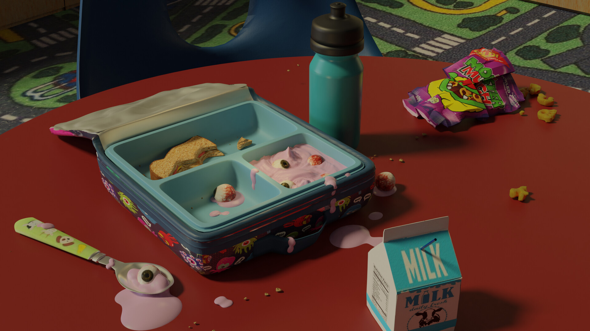 ArtStation - Messy kids packed lunch 3D scene