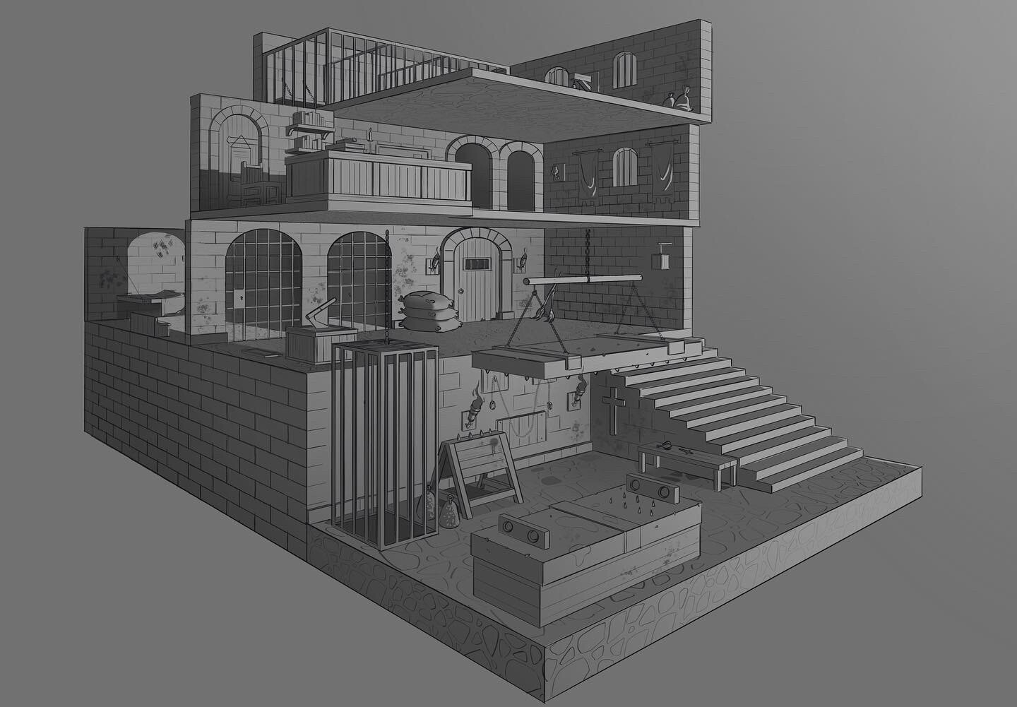 ArtStation - Medieval Prison interior design