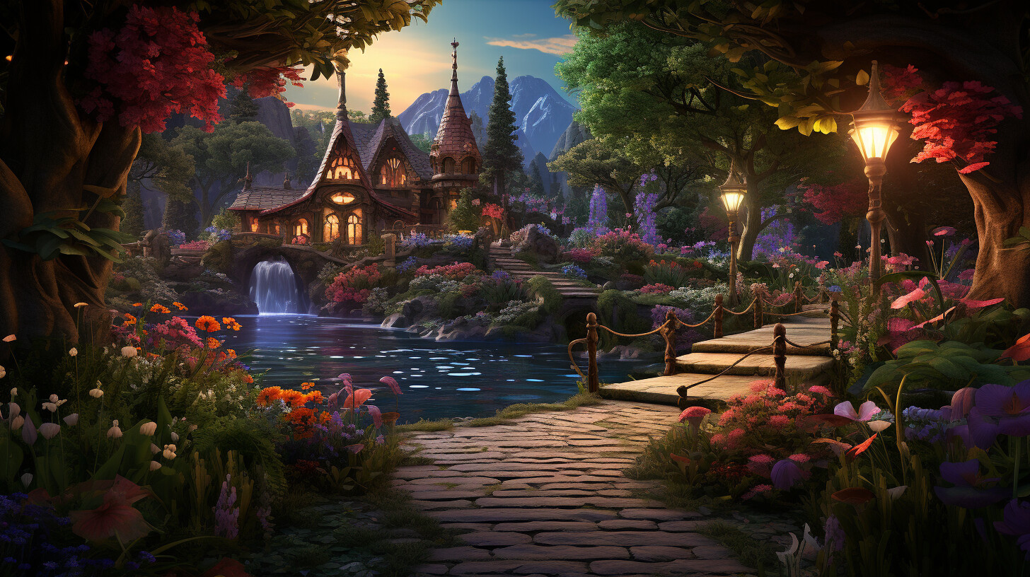 ArtStation - Dating Sim Environment: Fantasy Walkway with Waterfall