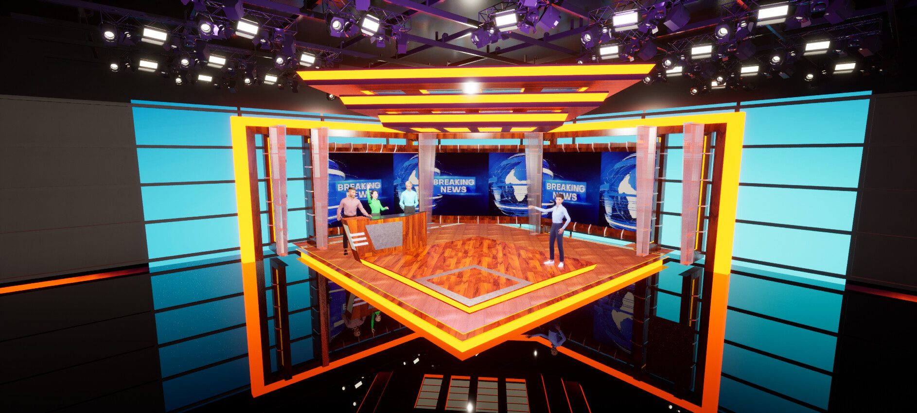 ArtStation - 3D virtual TV news set.