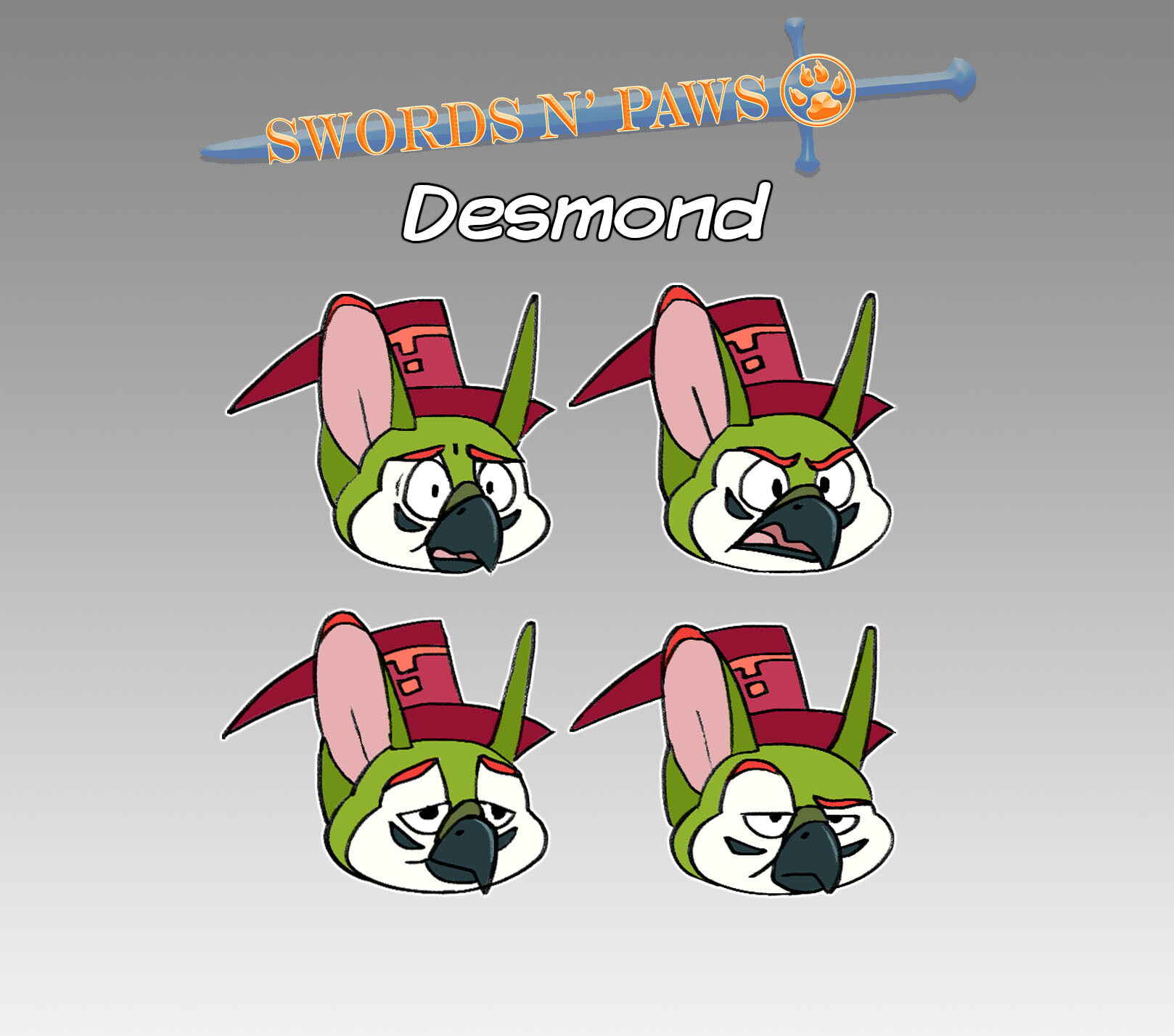 ArtStation - Swords n' Paws main character expression sheets