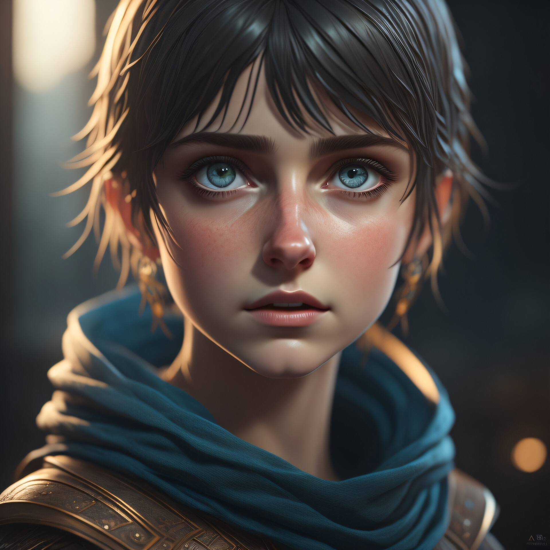 ArtStation - Cute girl with short choppy hair