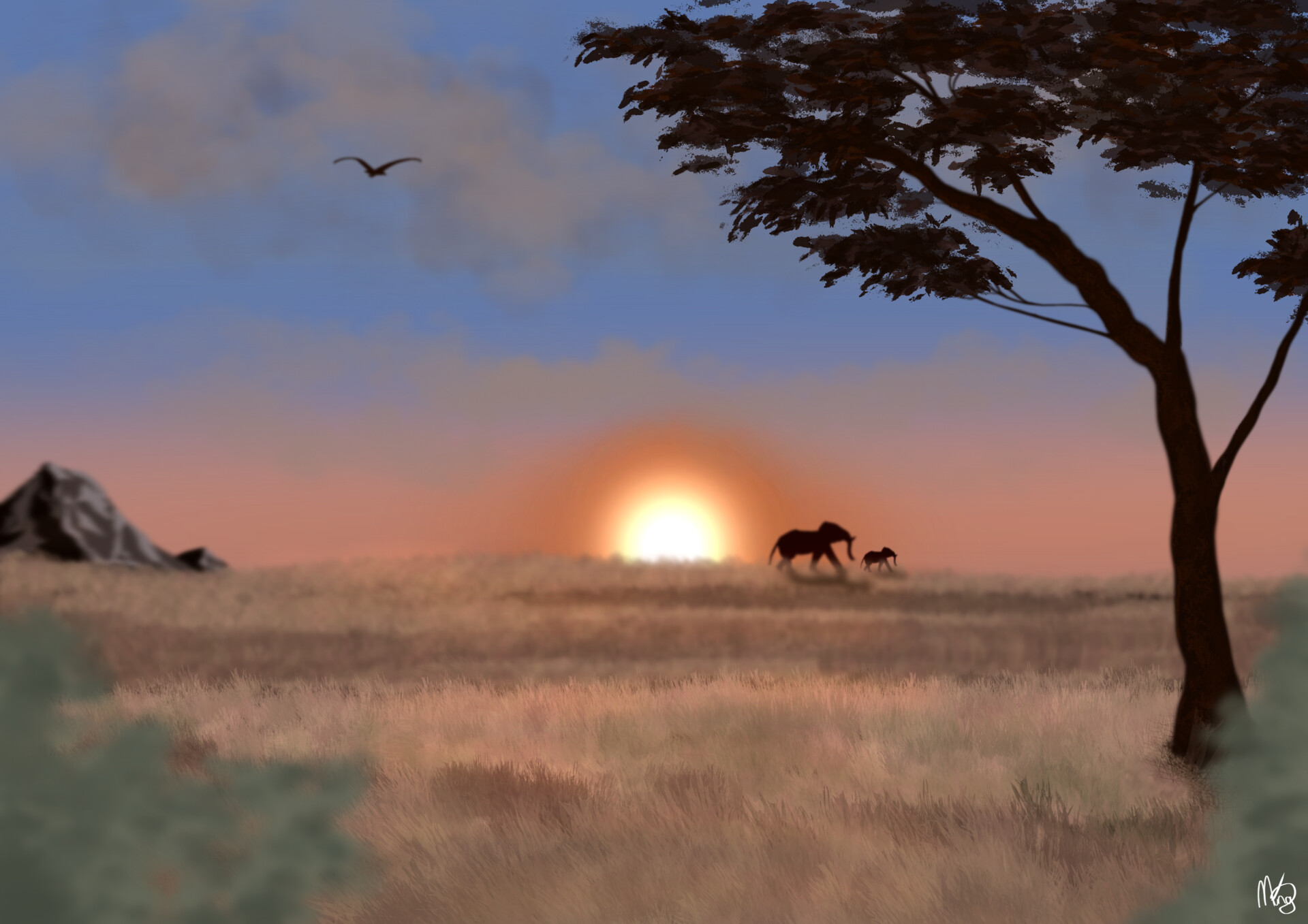 ArtStation - Sunset Savannah