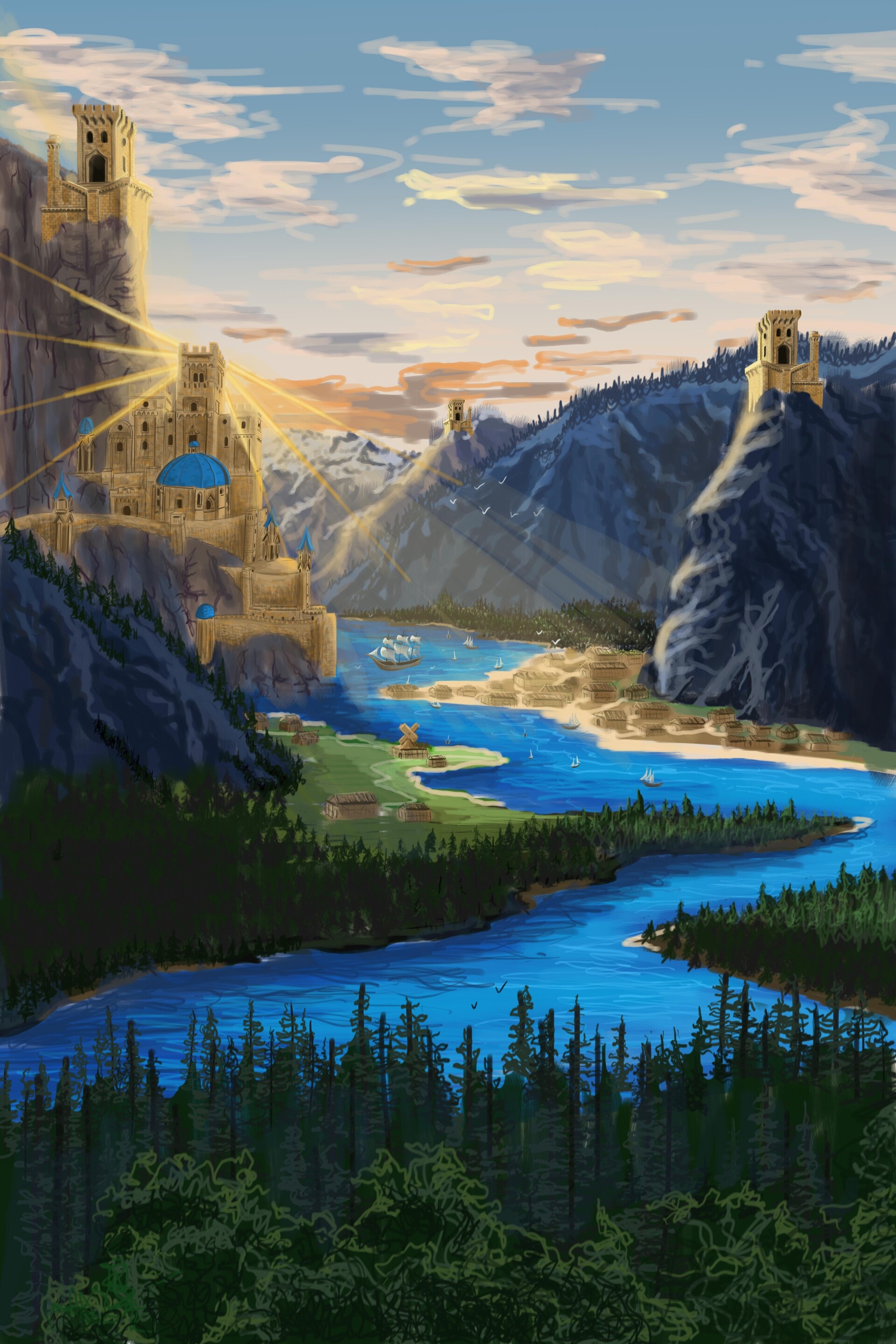 ArtStation - Hillside castle