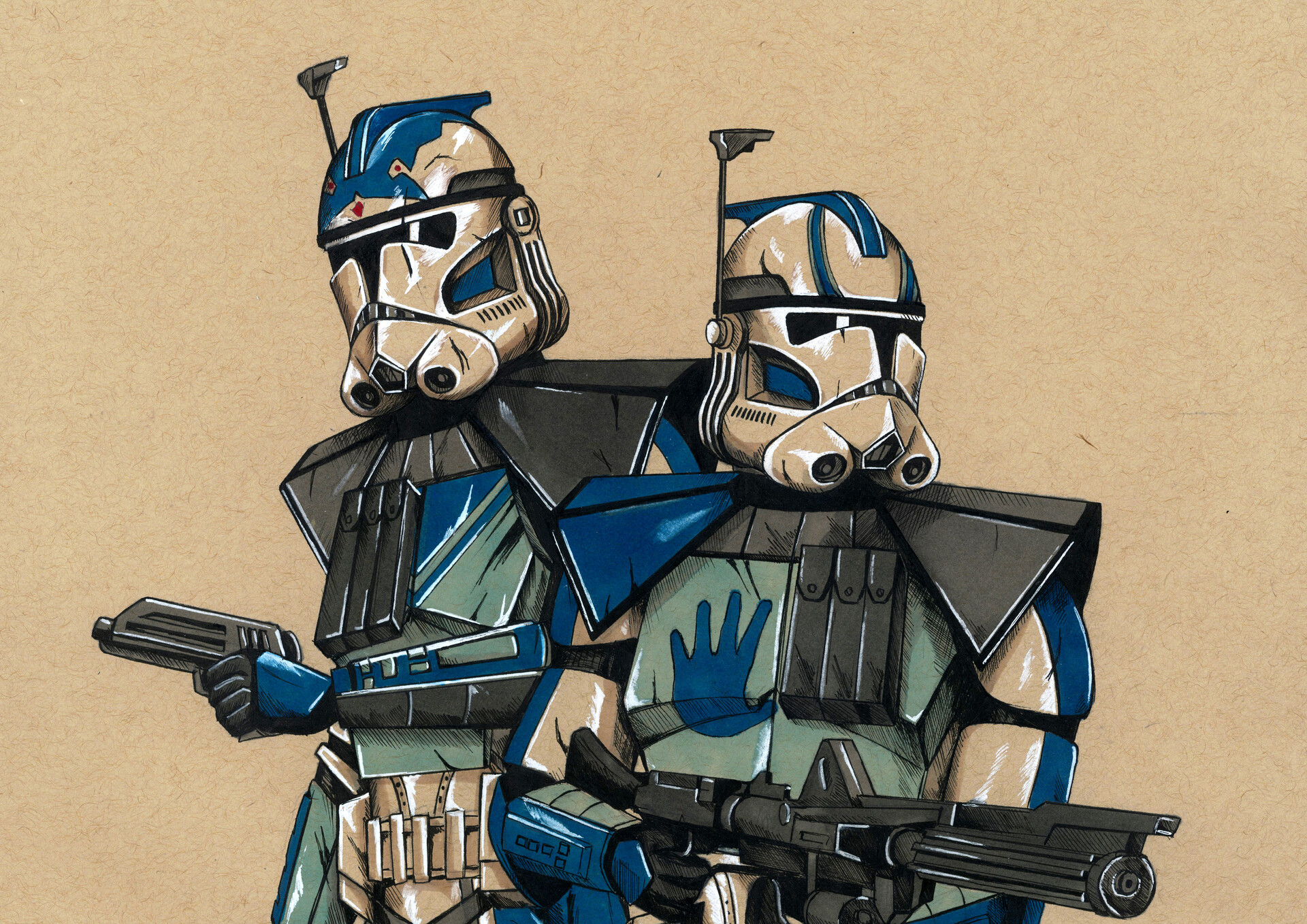 ArtStation - Star Wars Fives & Echo Pen Drawing